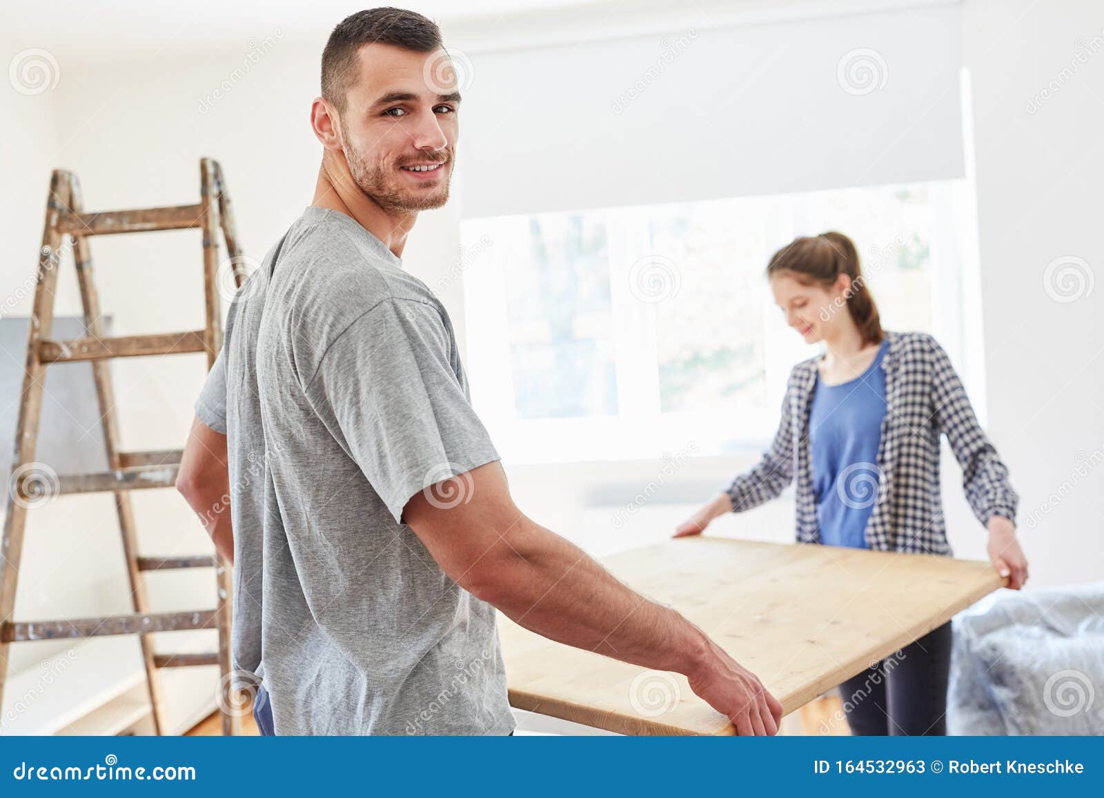 Man is Setting Up a Table with His Girlfriend Stock Image - Image of ...