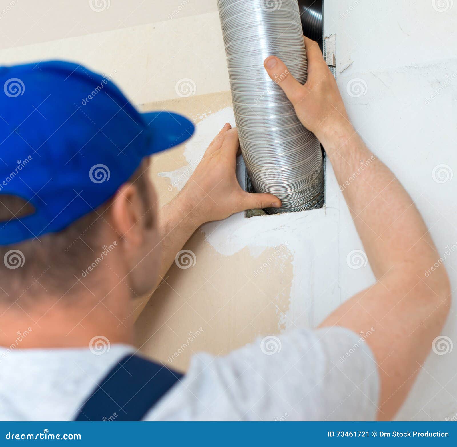 Man Setting Up Ventilation. Stock Image - Image of install, industrial ...