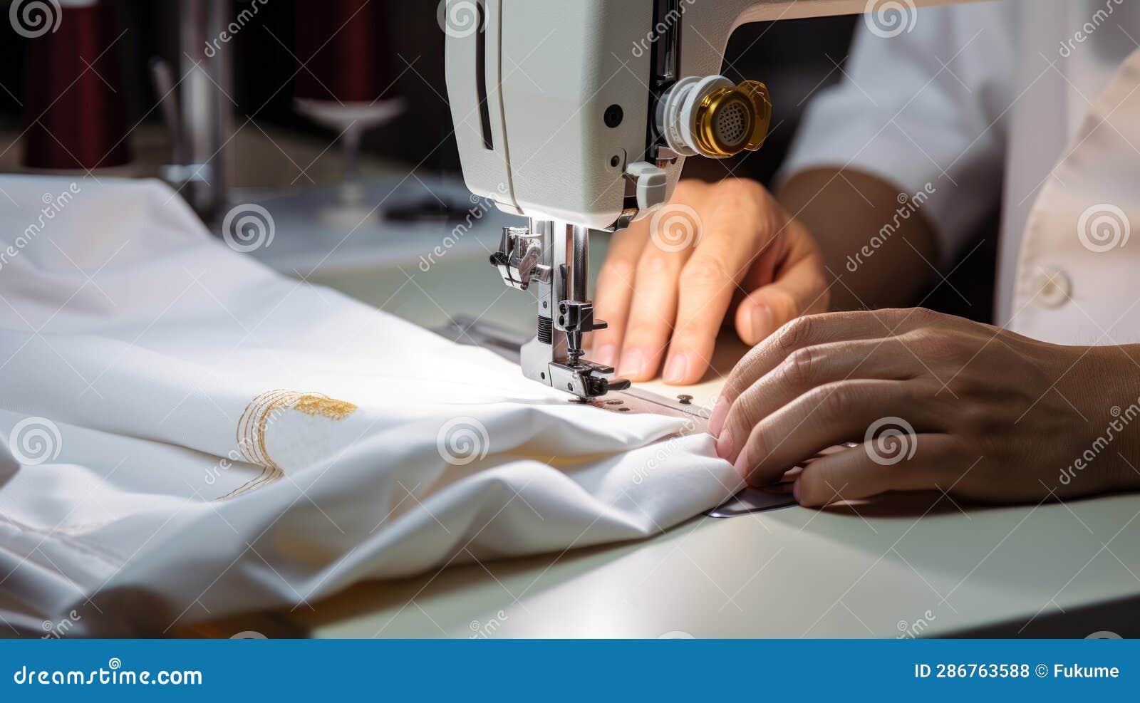 Man Sewing Clothes on a Sewing Machine Generative Ai Stock Illustration ...