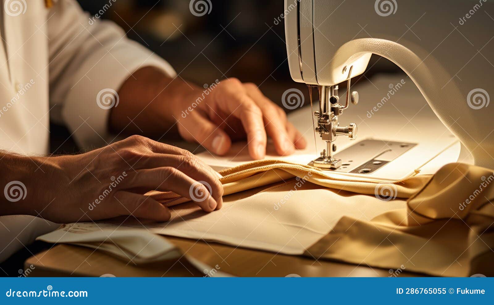 Man Sewing Clothes on a Sewing Machine Generative Ai Stock Illustration ...