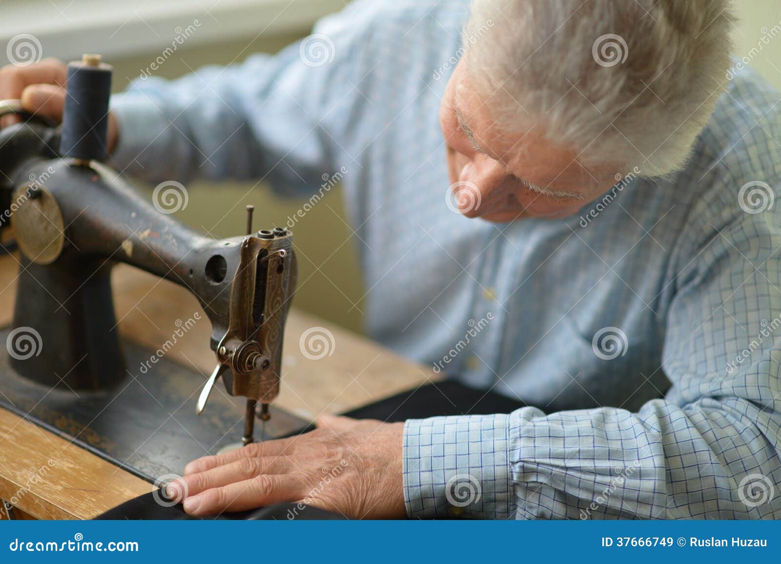 Man with sewing machine stock image. Image of latin, home - 37666749