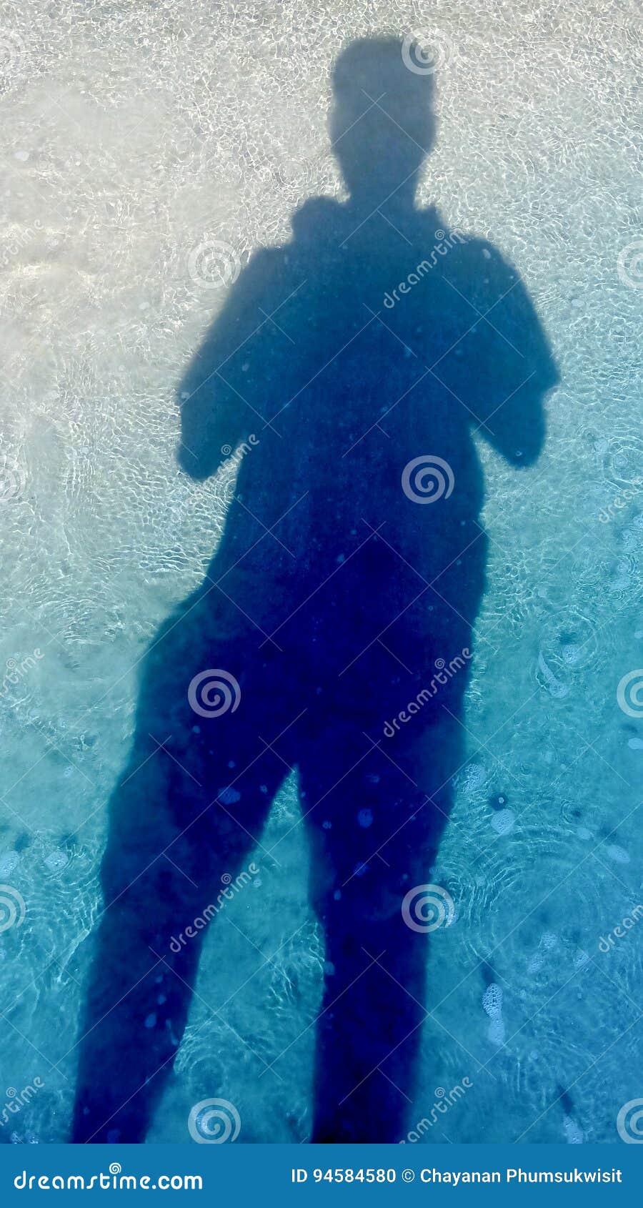 Man and Shadow Stand on Water Surface Stock Photo - Image of love ...