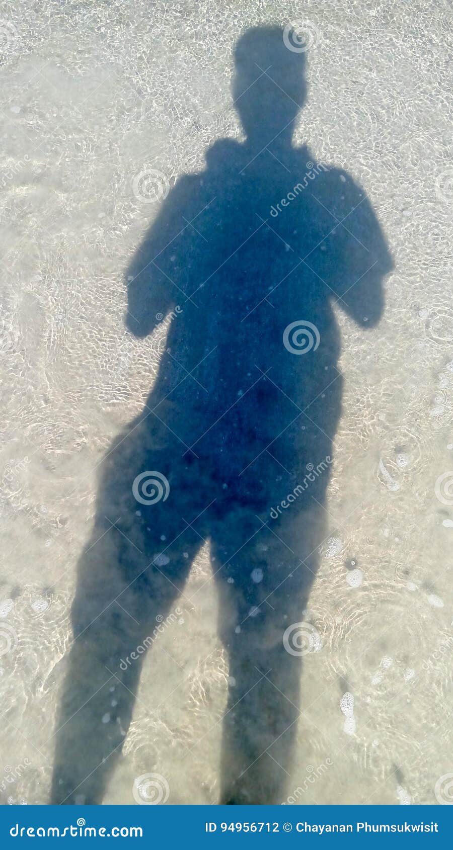 Man and Shadow Stand on Water Surface Stock Photo - Image of nature ...
