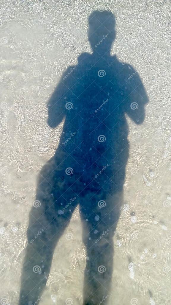 Man and Shadow Stand on Water Surface Stock Photo - Image of nature ...