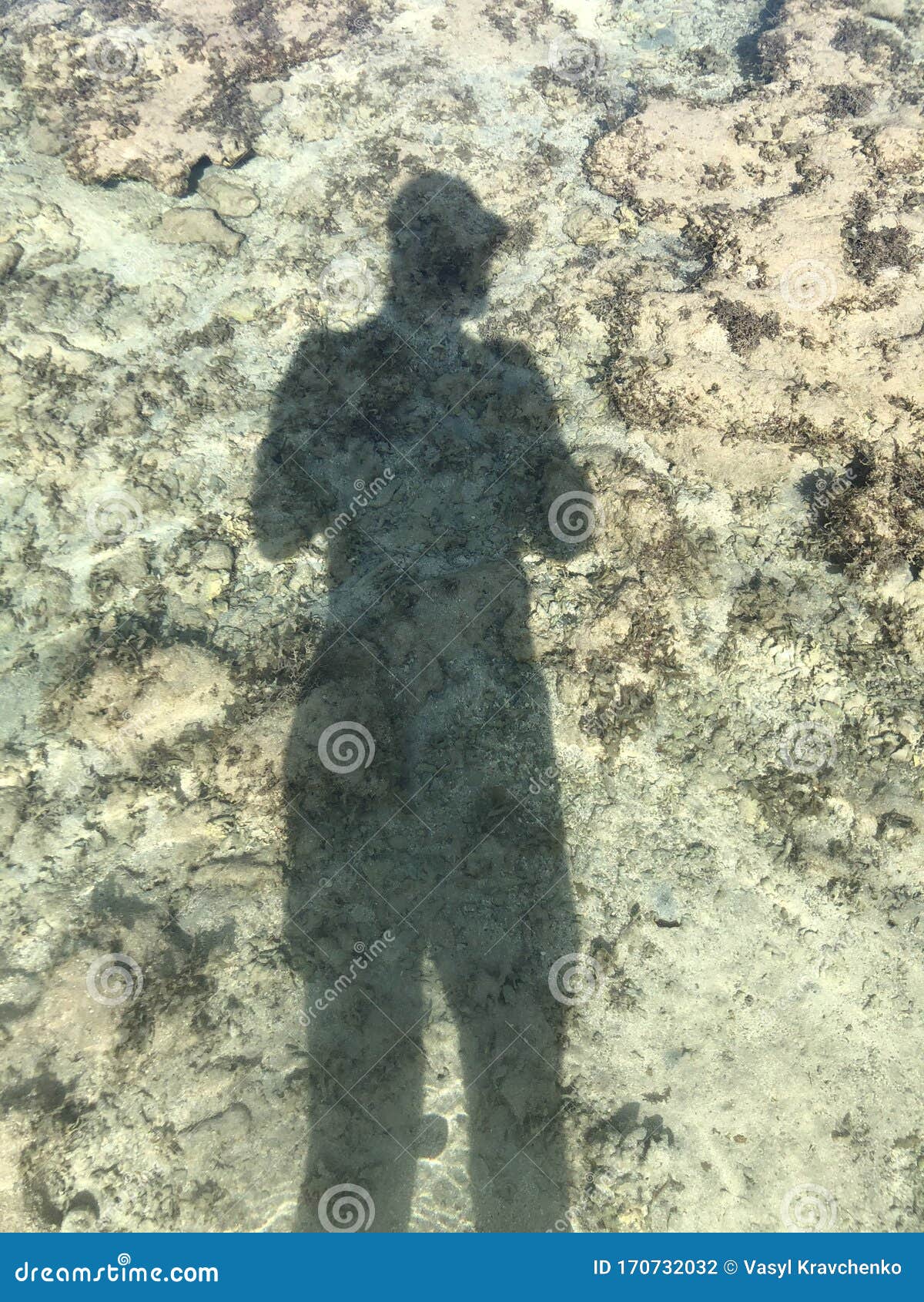 Man Shadow Under Water on Sand Background Stock Photo - Image of ...