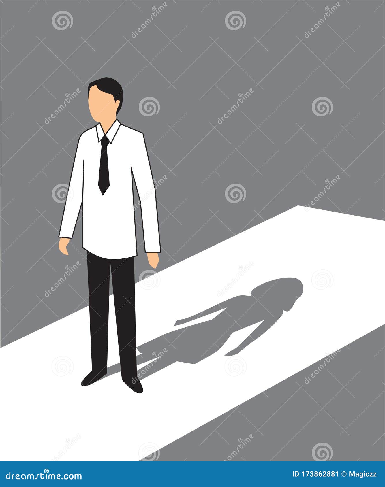 Man with the Shadow of a Woman Stock Vector - Illustration of people ...