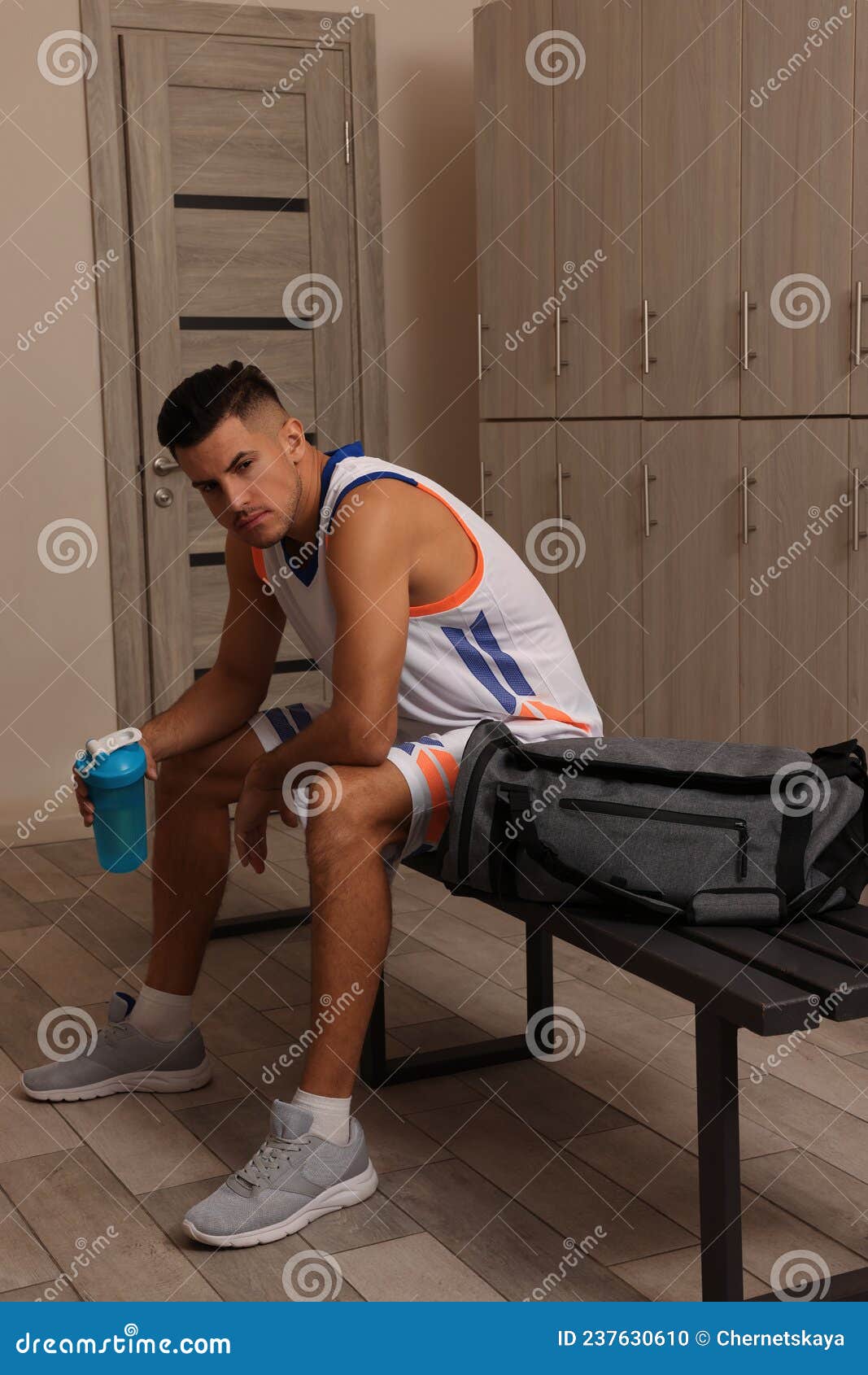 Handsome Man with Shaker in Locker Room Stock Photo - Image of exercise ...