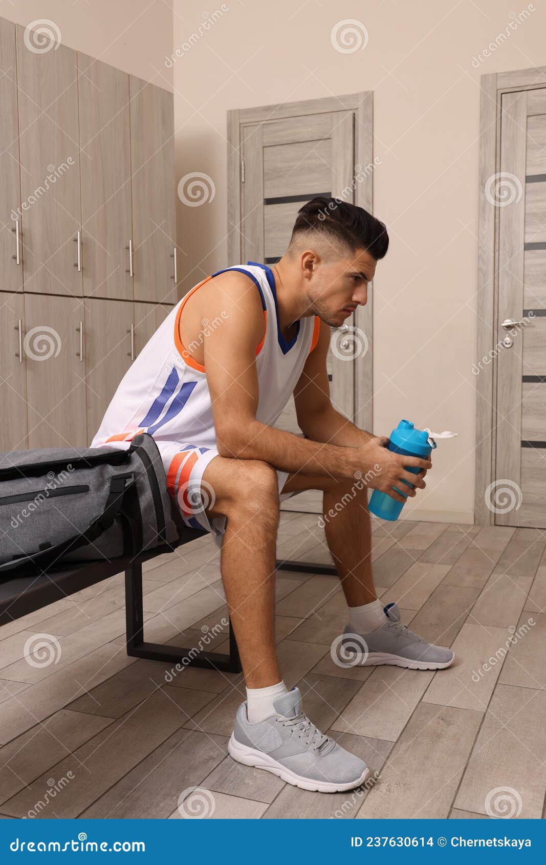 Handsome Man with Shaker in Locker Room Stock Photo - Image of dressing ...