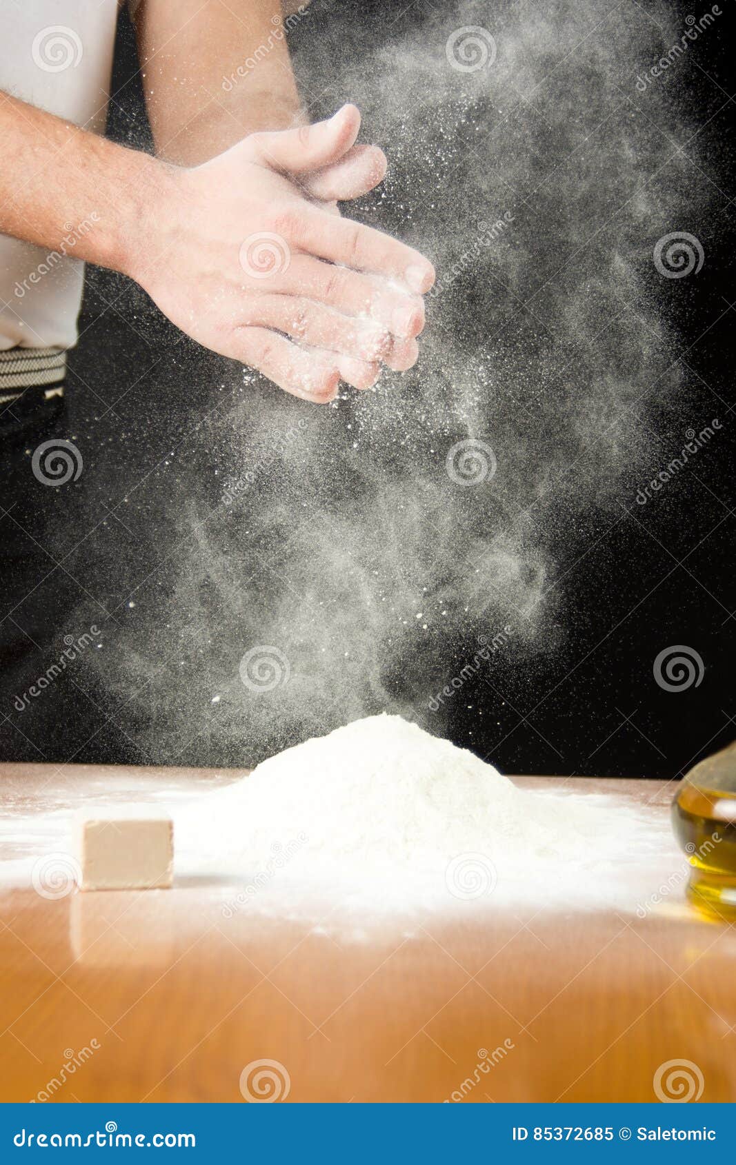 Man Shaking of Flour from Hands Stock Image - Image of people, cleaning ...