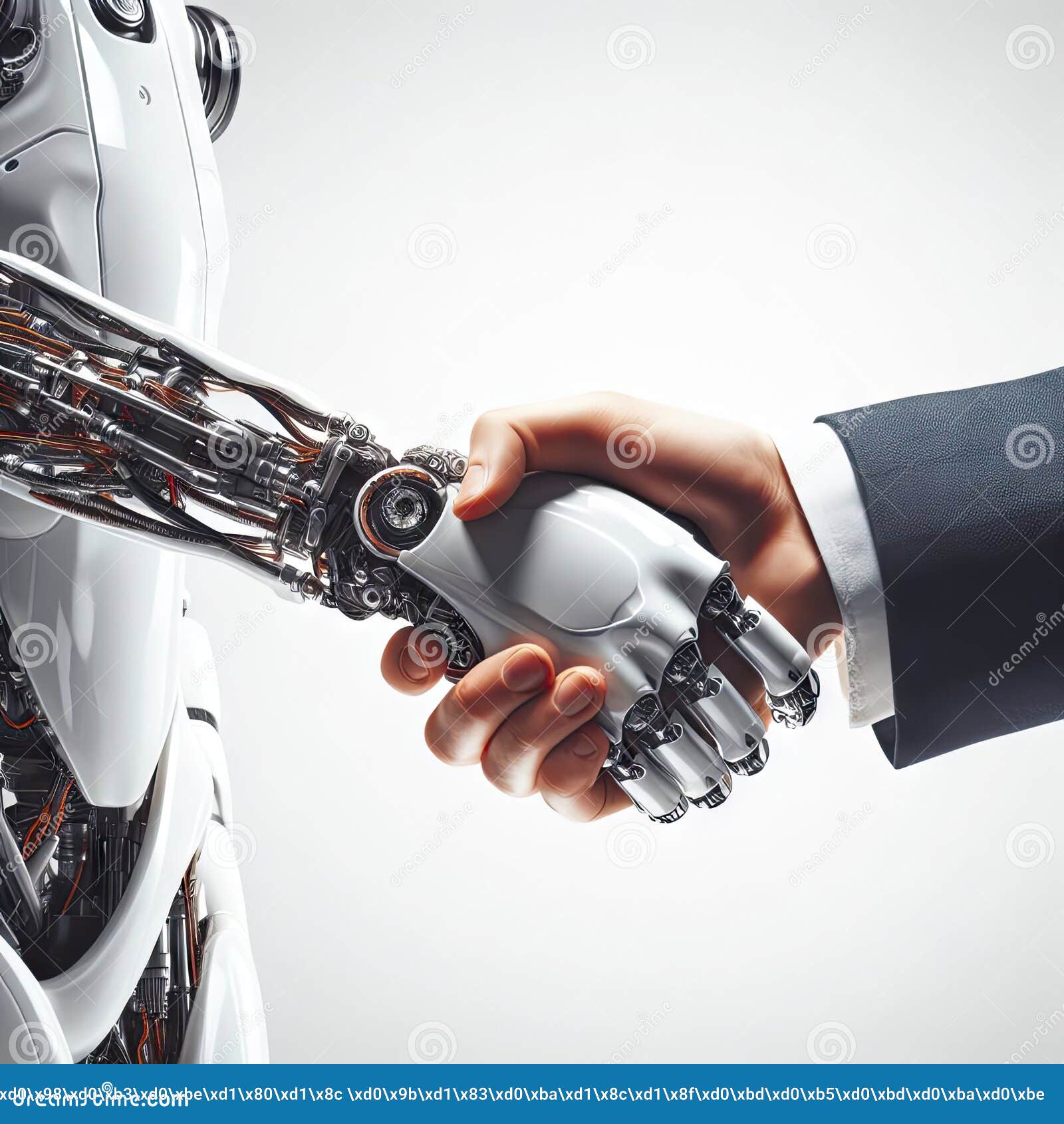 Man Shaking Hands with Robot. Ai Generative Stock Illustration ...