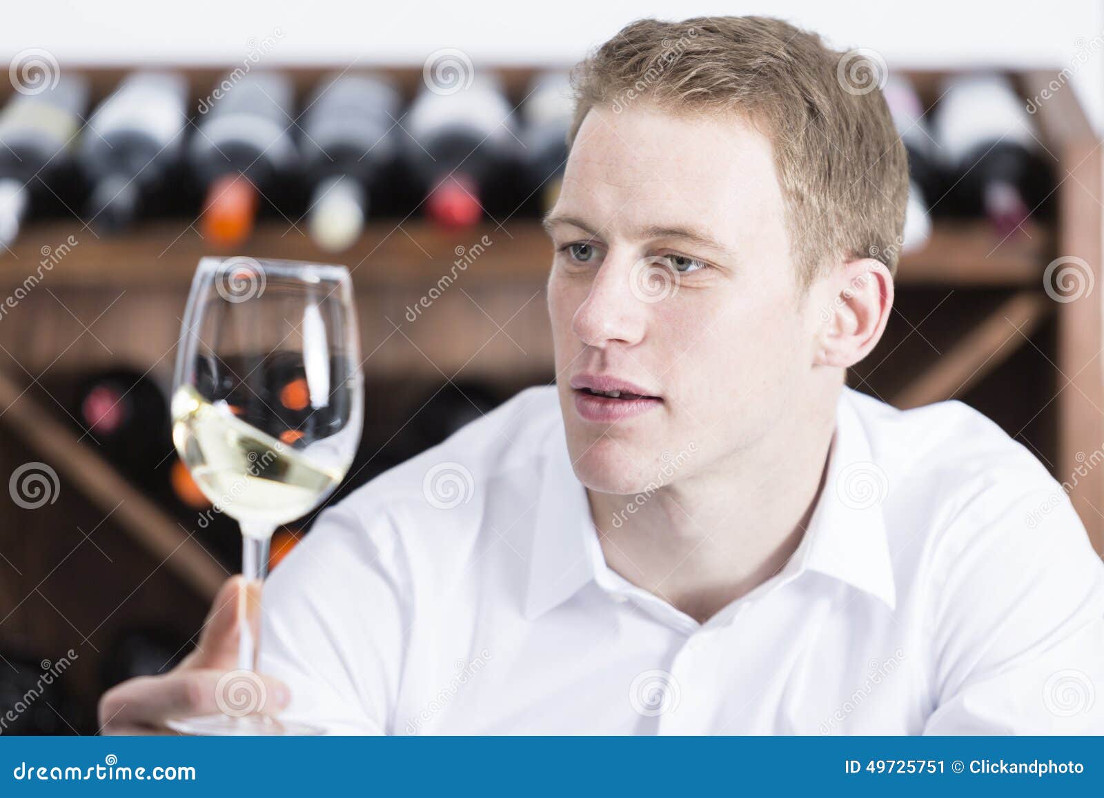 Man Shaking a White Wineglass Stock Image - Image of wine, specialist ...