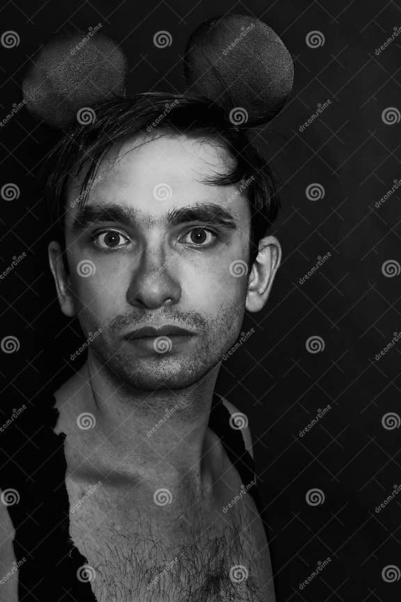 Man with a sham mouse ears stock photo. Image of indoor - 20625908