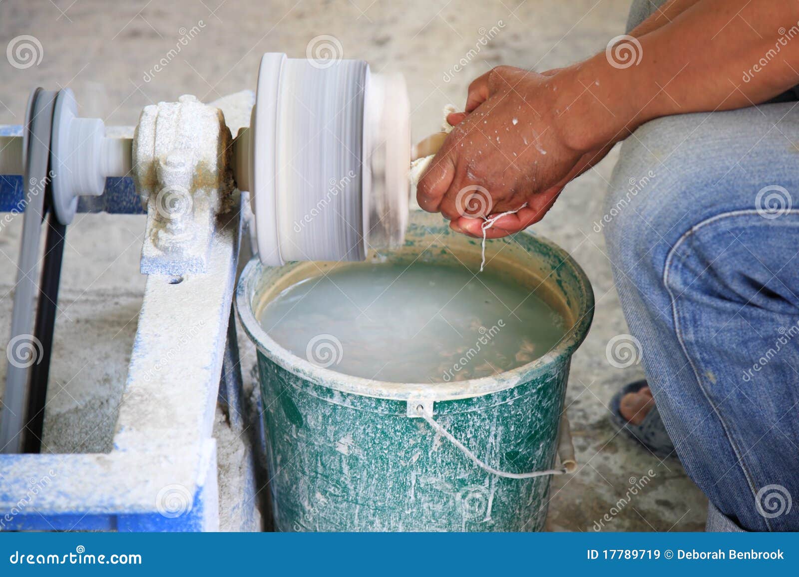 Man Shaping Marble Using a Lathe Stock Image - Image of tool, lathe ...