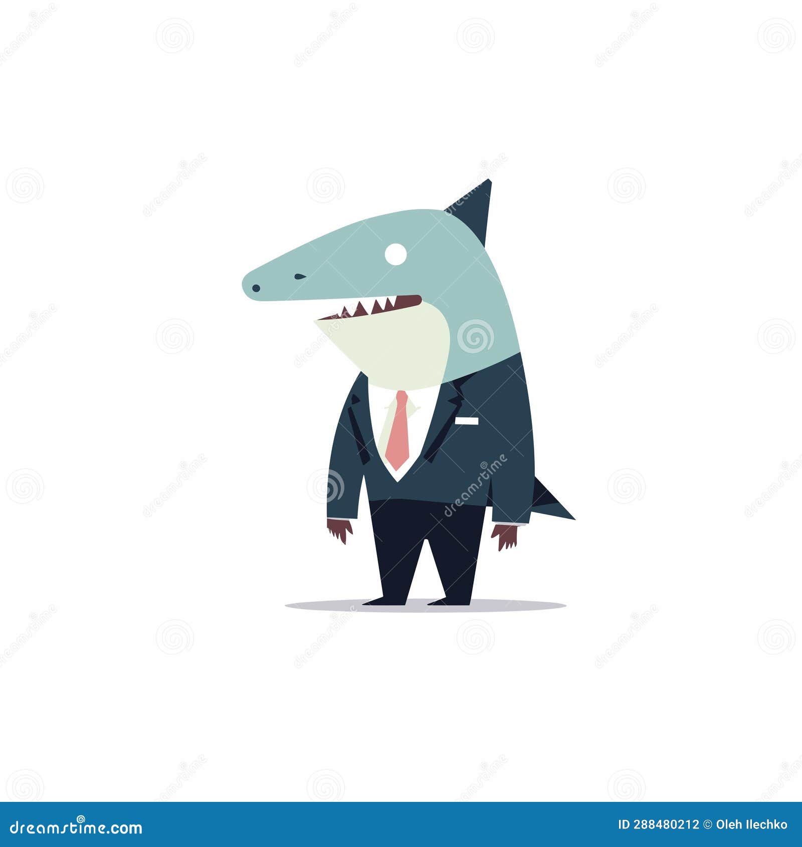 Man with Shark Head in a Suit Vector Flat Isolated Illustration Stock ...