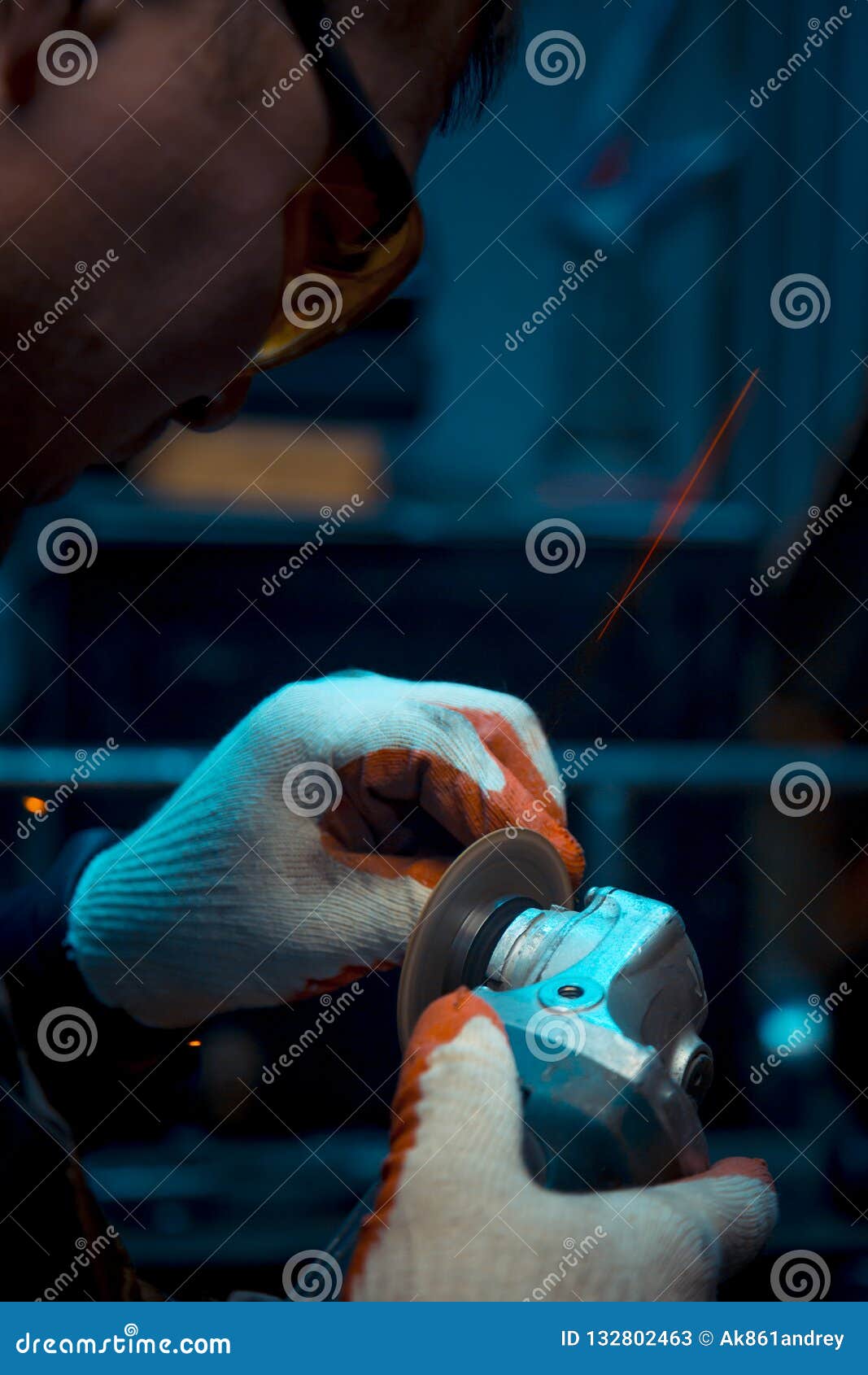 Locksmith Man in Gloves and Yellow Glasses at Work Stock Image - Image ...