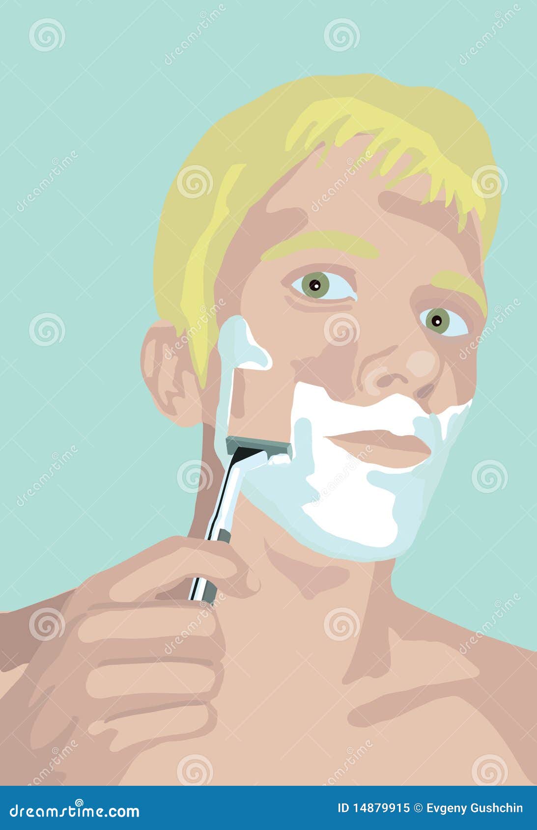 Man shaves his face stock vector. Illustration of shaving - 14879915