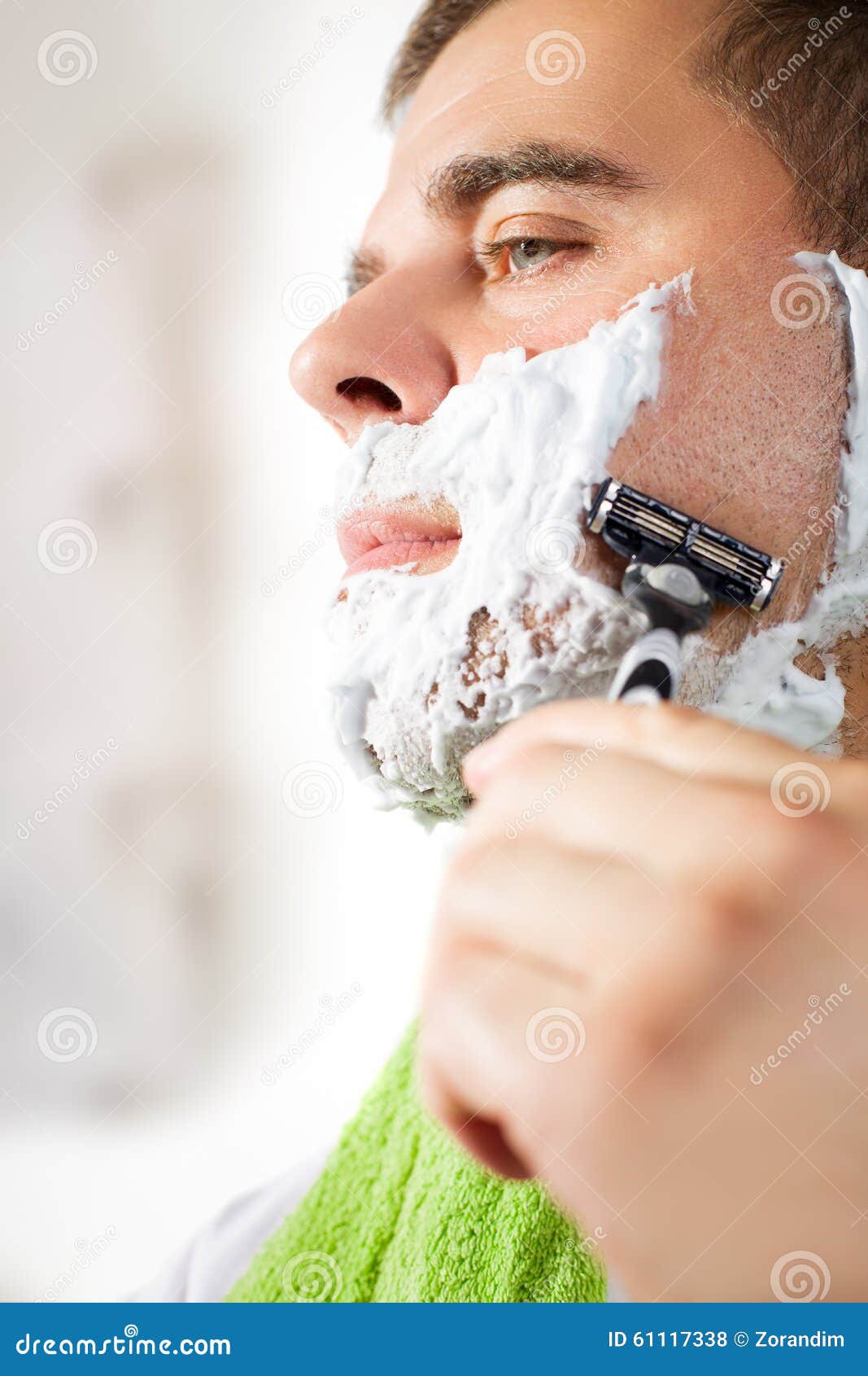 Man shaves his face stock photo. Image of shave, body - 61117338