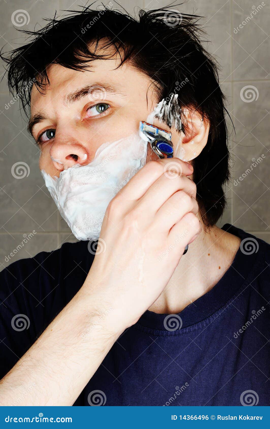 Man are shaving. stock photo. Image of unshaven, shaving - 14366496