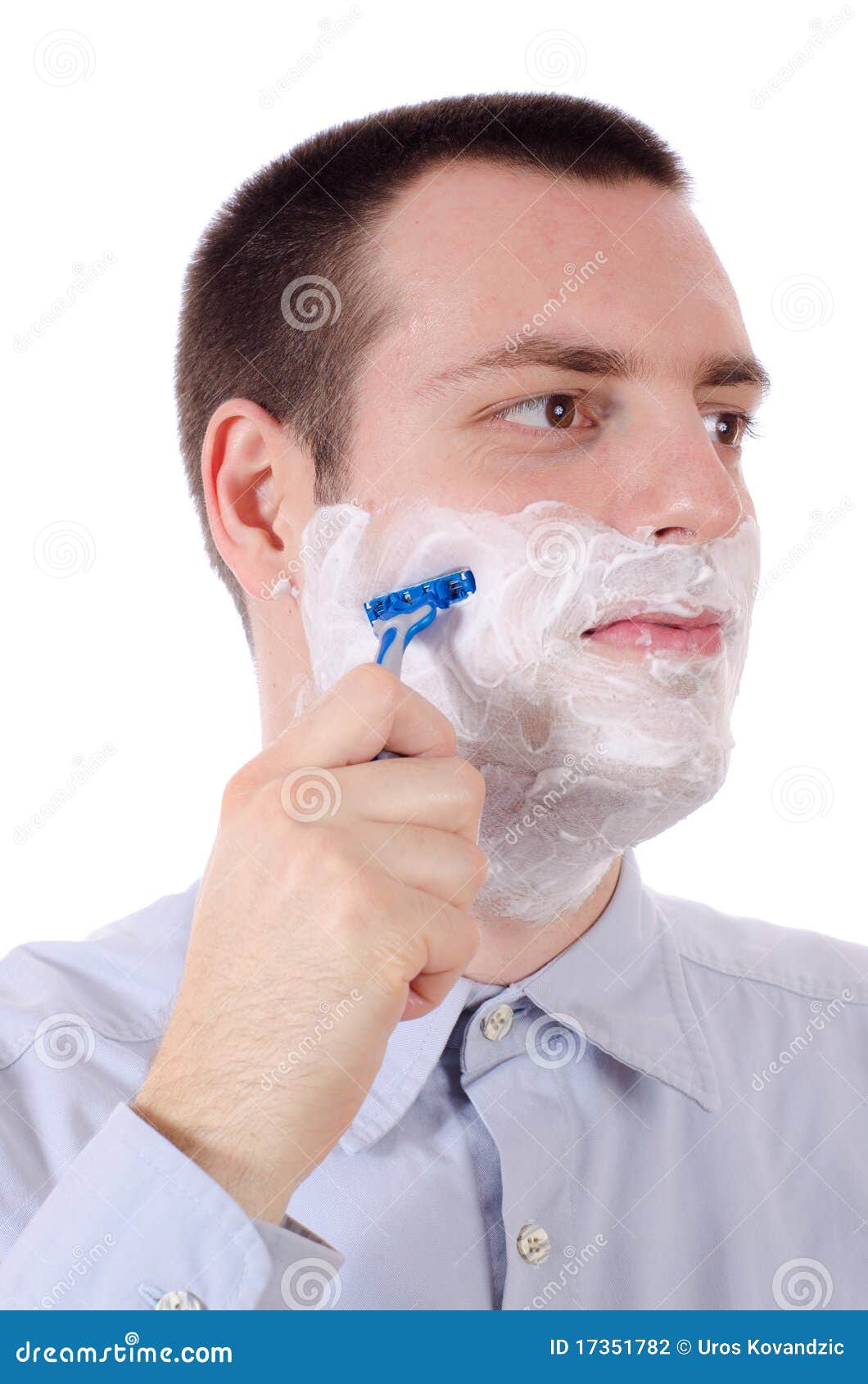 Man shaving stock photo. Image of face, bathroom, portrait - 17351782