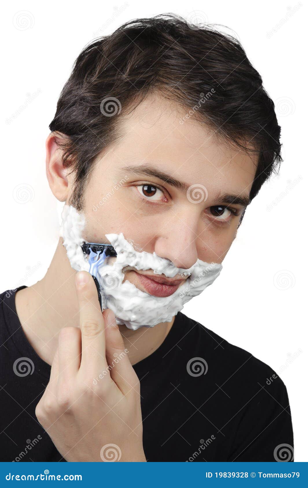 Man shaving stock photo. Image of portrait, young, background - 19839328