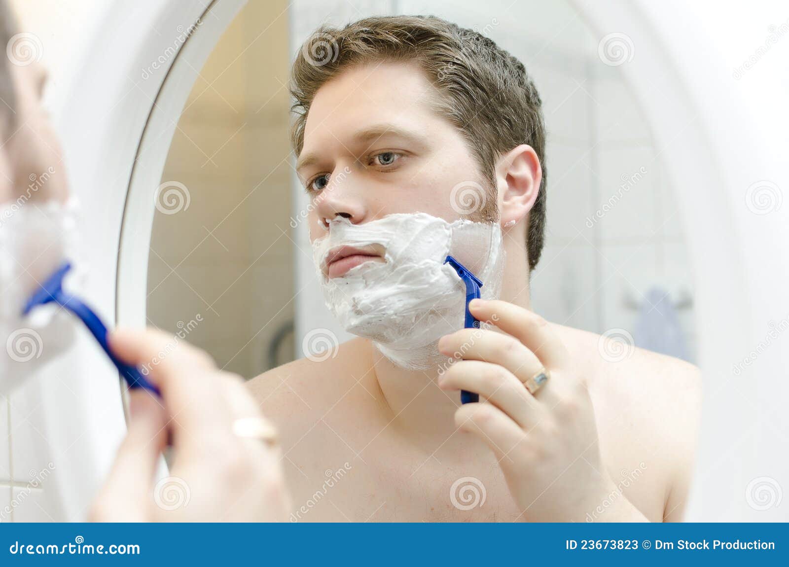 Man shaving. stock image. Image of hand, blade, indoors - 23673823