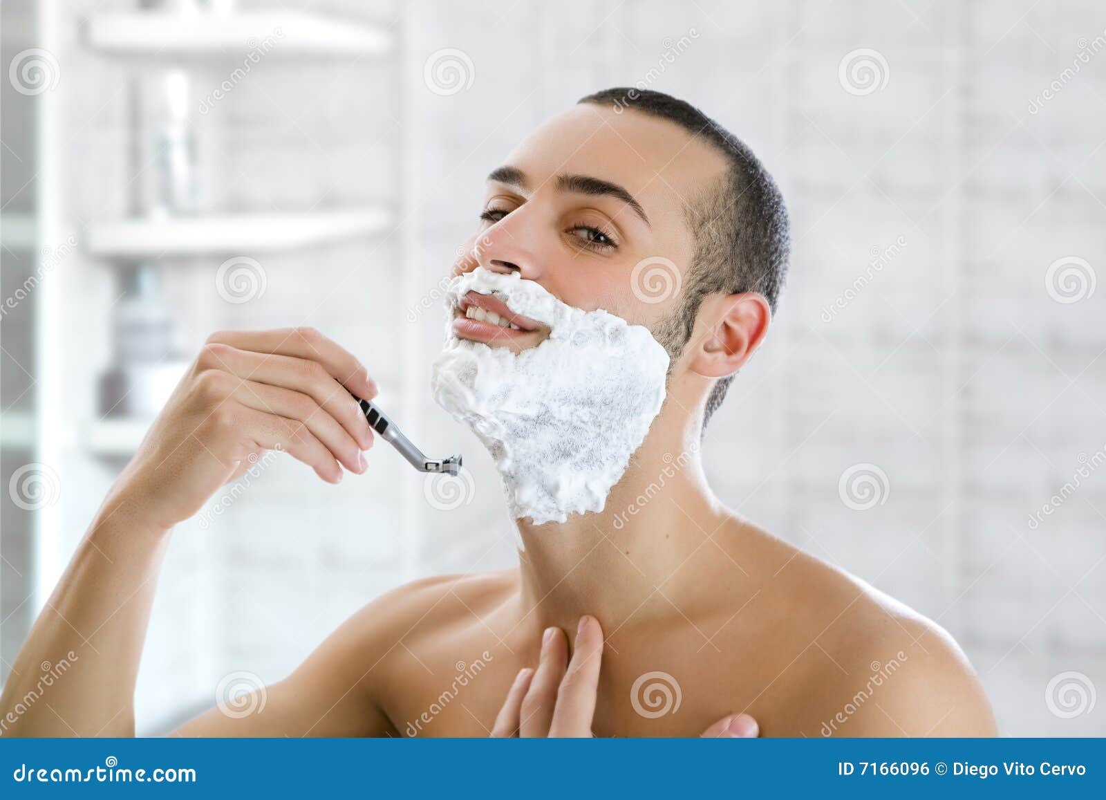 Man shaving stock photo. Image of looking, male, happy - 7166096