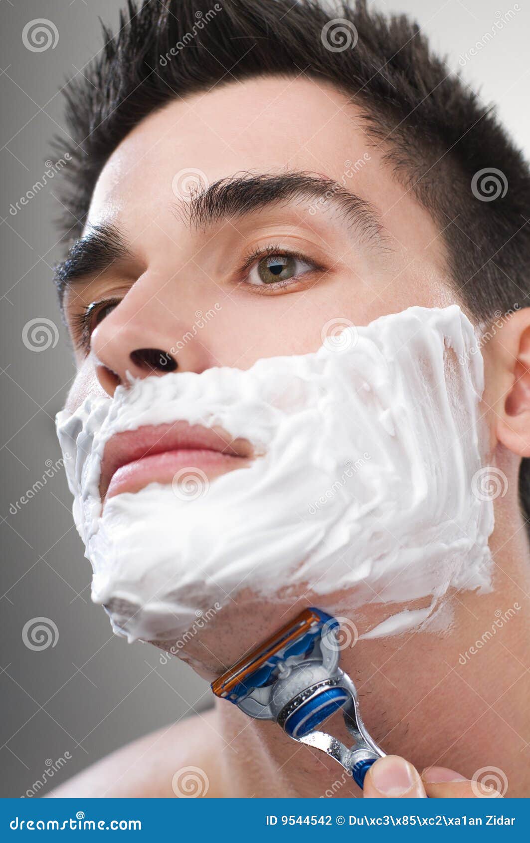 Man shaving stock photo. Image of shave, caucasian, home - 9544542