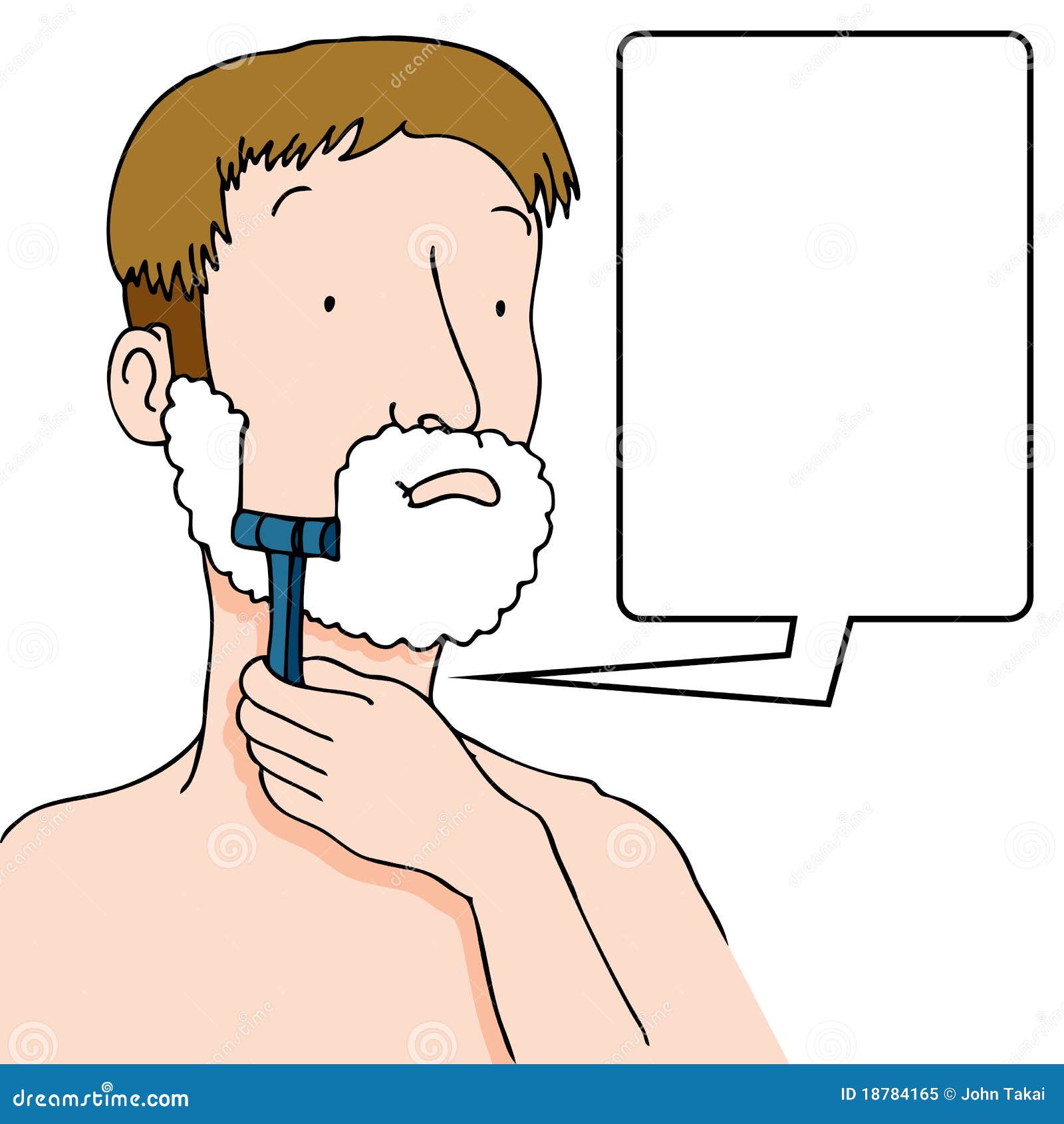 Man Shaving Beard In Front Of Mirror, Flat Vector Illustration Isolated ...