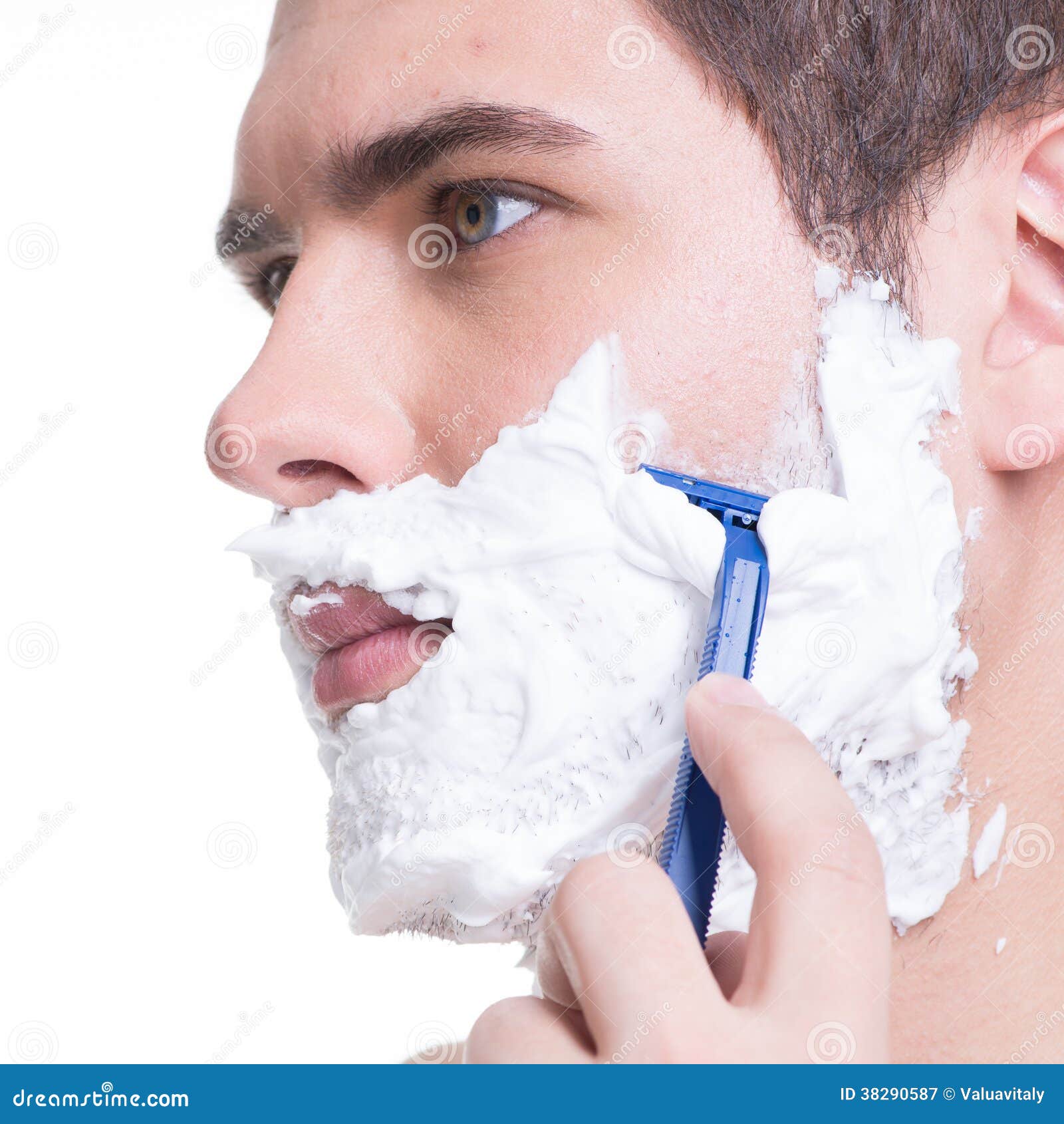 Man Shaving the Beard with the Razor Stock Image - Image of isolated ...