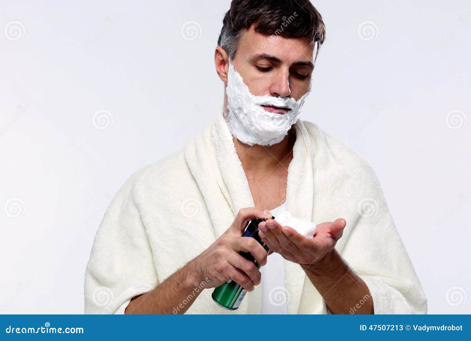 Man with shaving cream stock image. Image of handful - 47507213