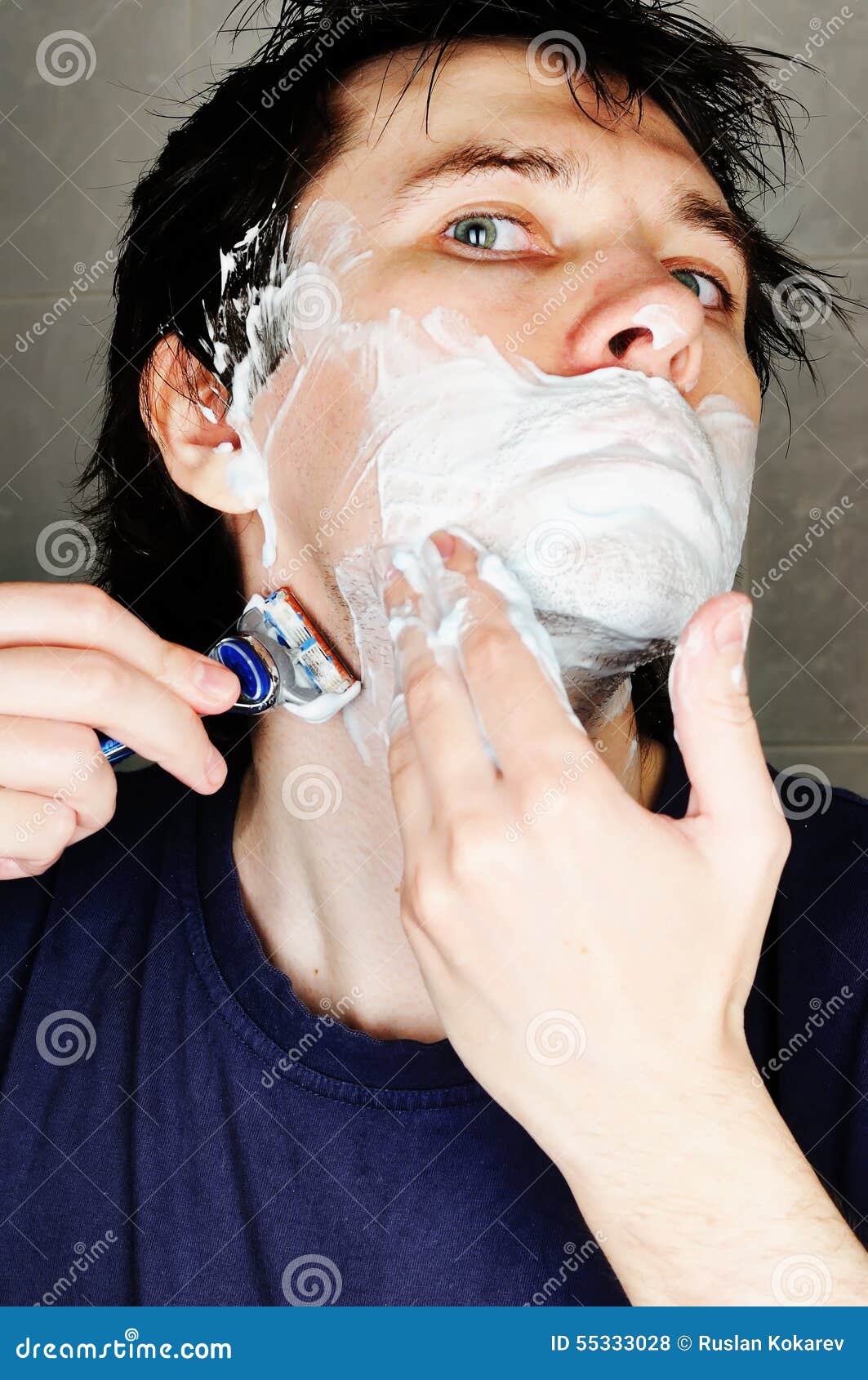 Man shaving. stock photo. Image of shave, safety, single - 55333028