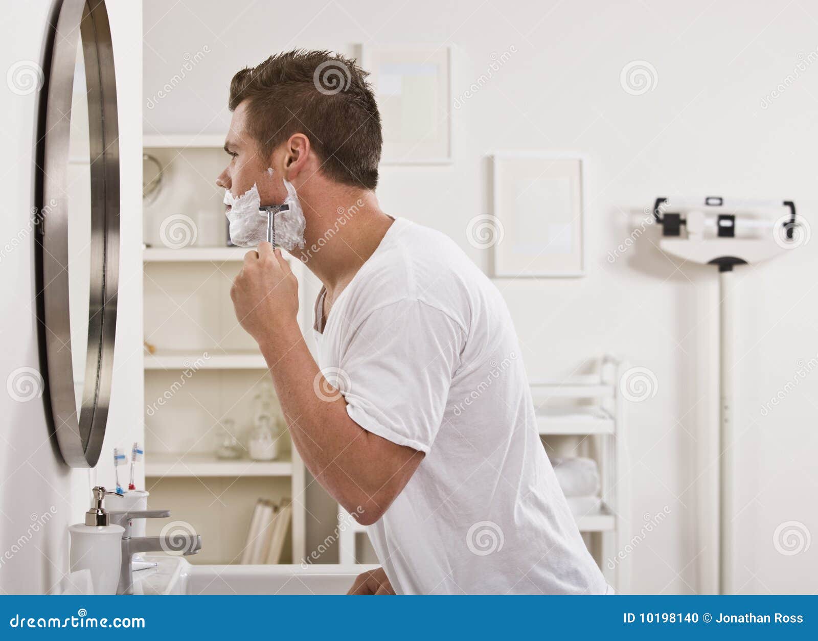 Man Shaving Face Stock Photo - Image: 10198140