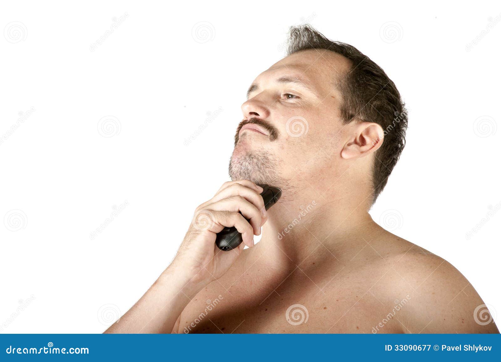 Man Shaving Face with Electric Razor Stock Image - Image of human ...