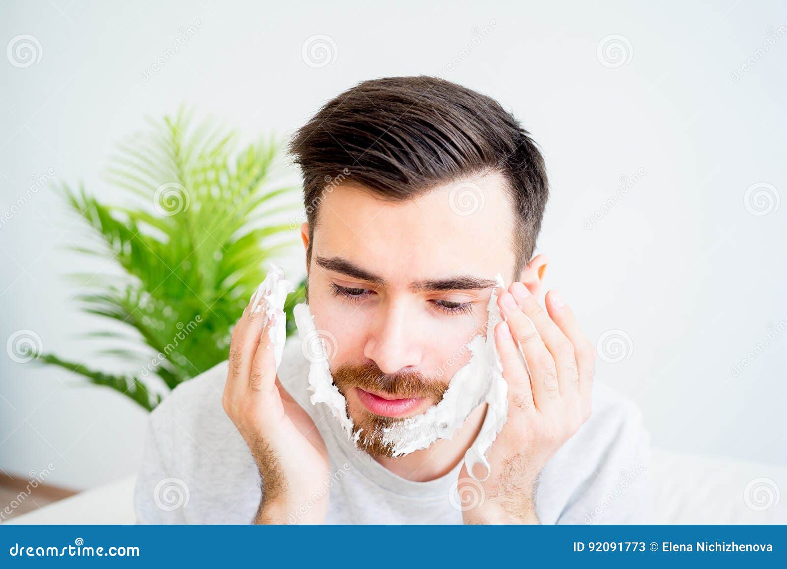 Man shaving his beard stock image. Image of razor, adult - 92091773