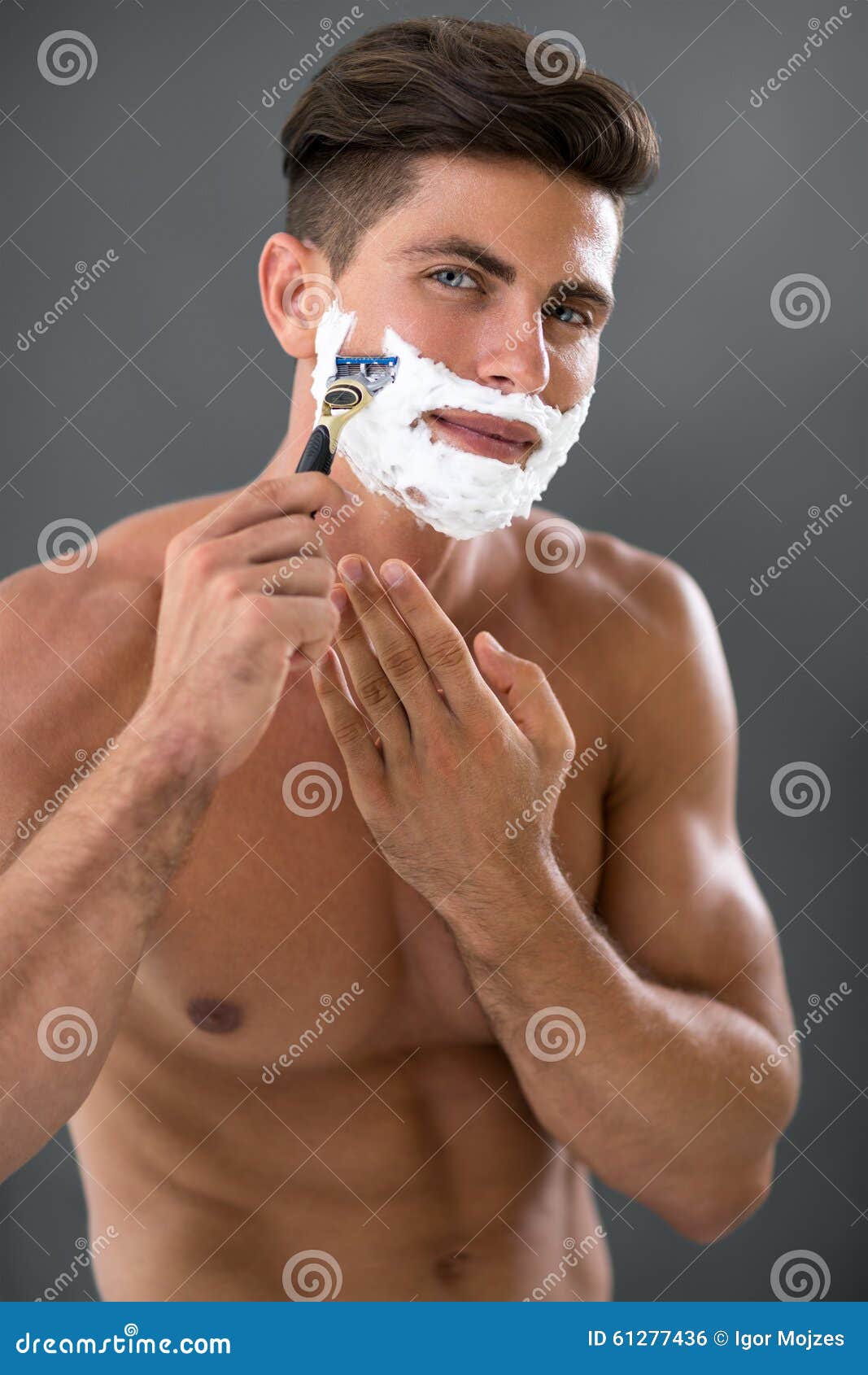 Man shaving his beard stock photo. Image of hair, ritual - 61277436