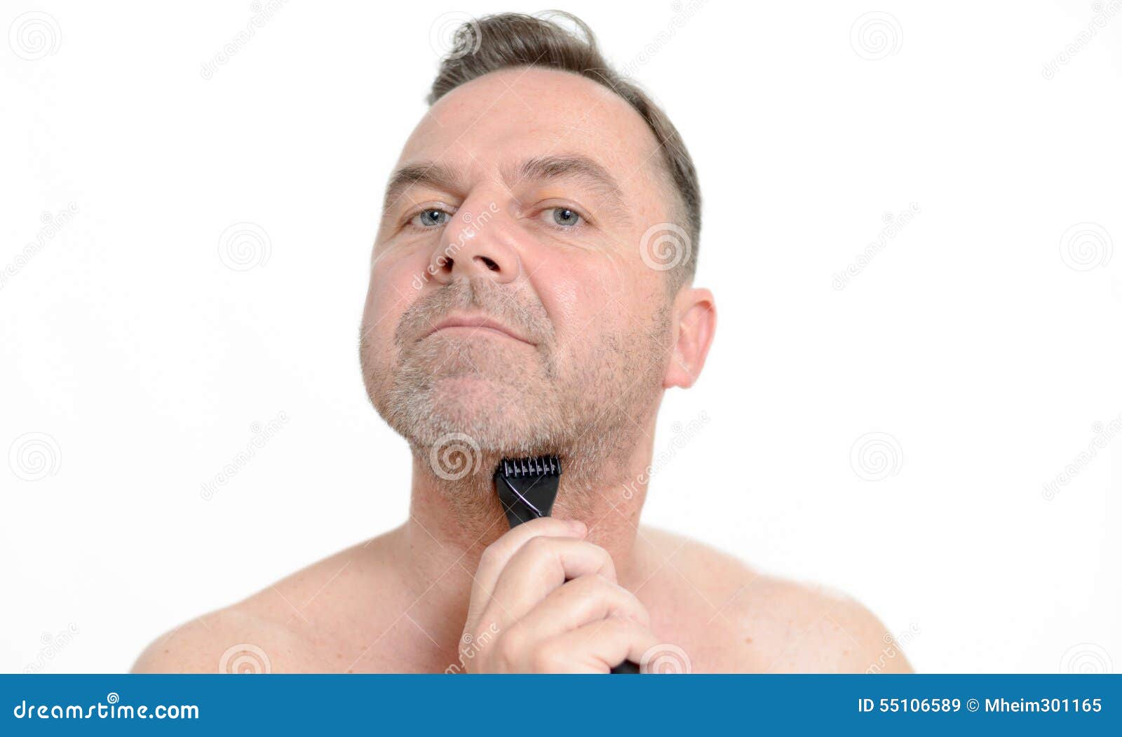 Man Shaving His Beard with a Razor Stock Image - Image of ...