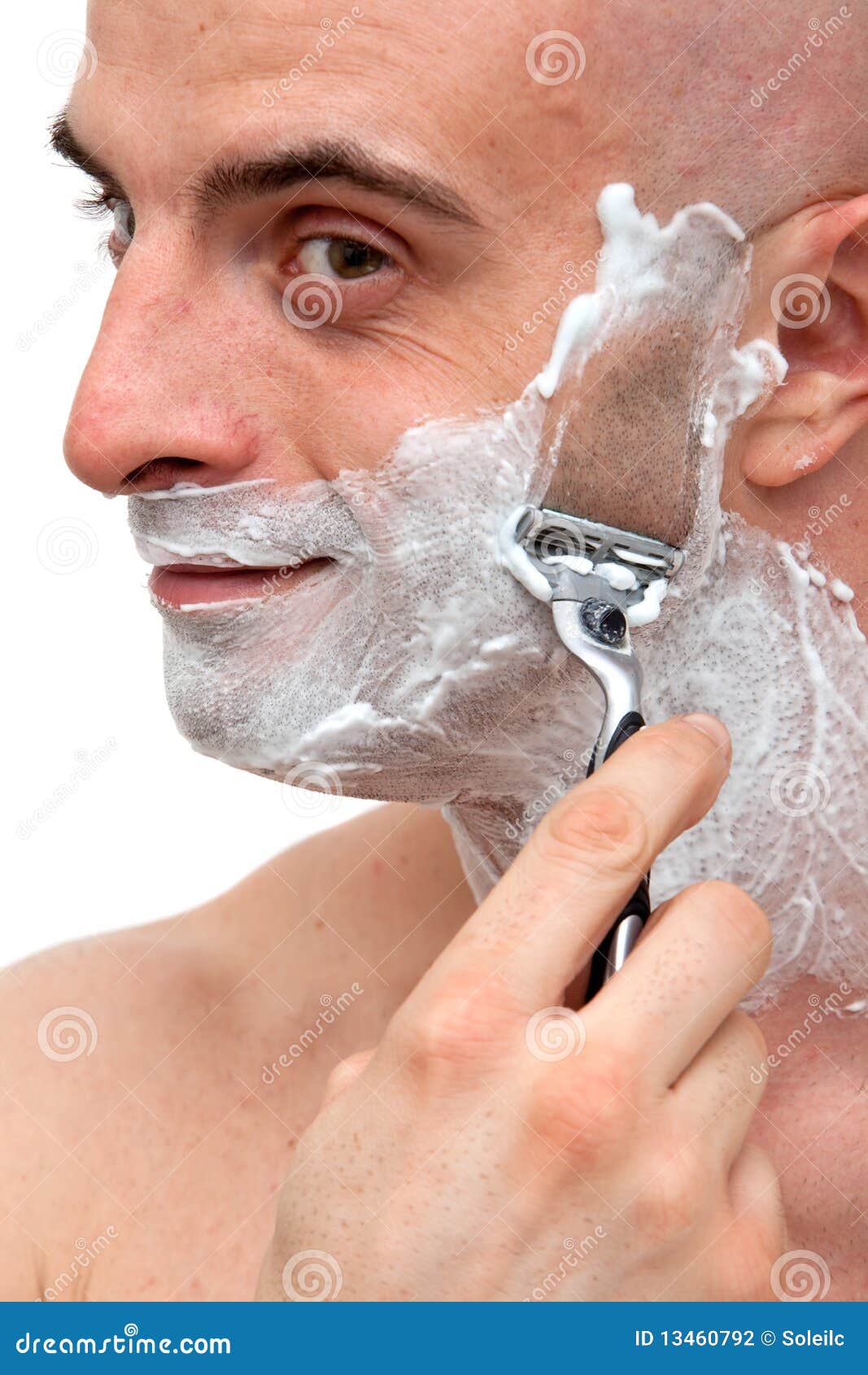 Man Shaving with a Razorblade Stock Photo - Image of male, razor: 13460792