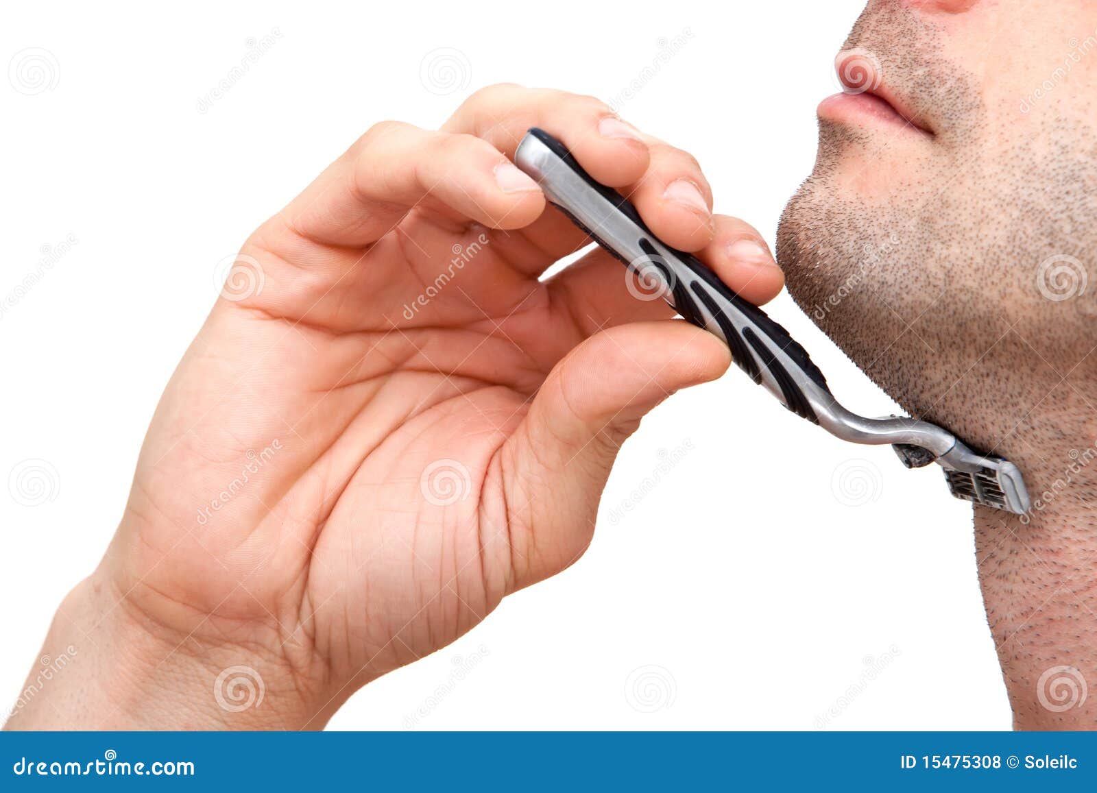Man Shaving with a Razorblade Stock Photo - Image of bodycare, shave ...