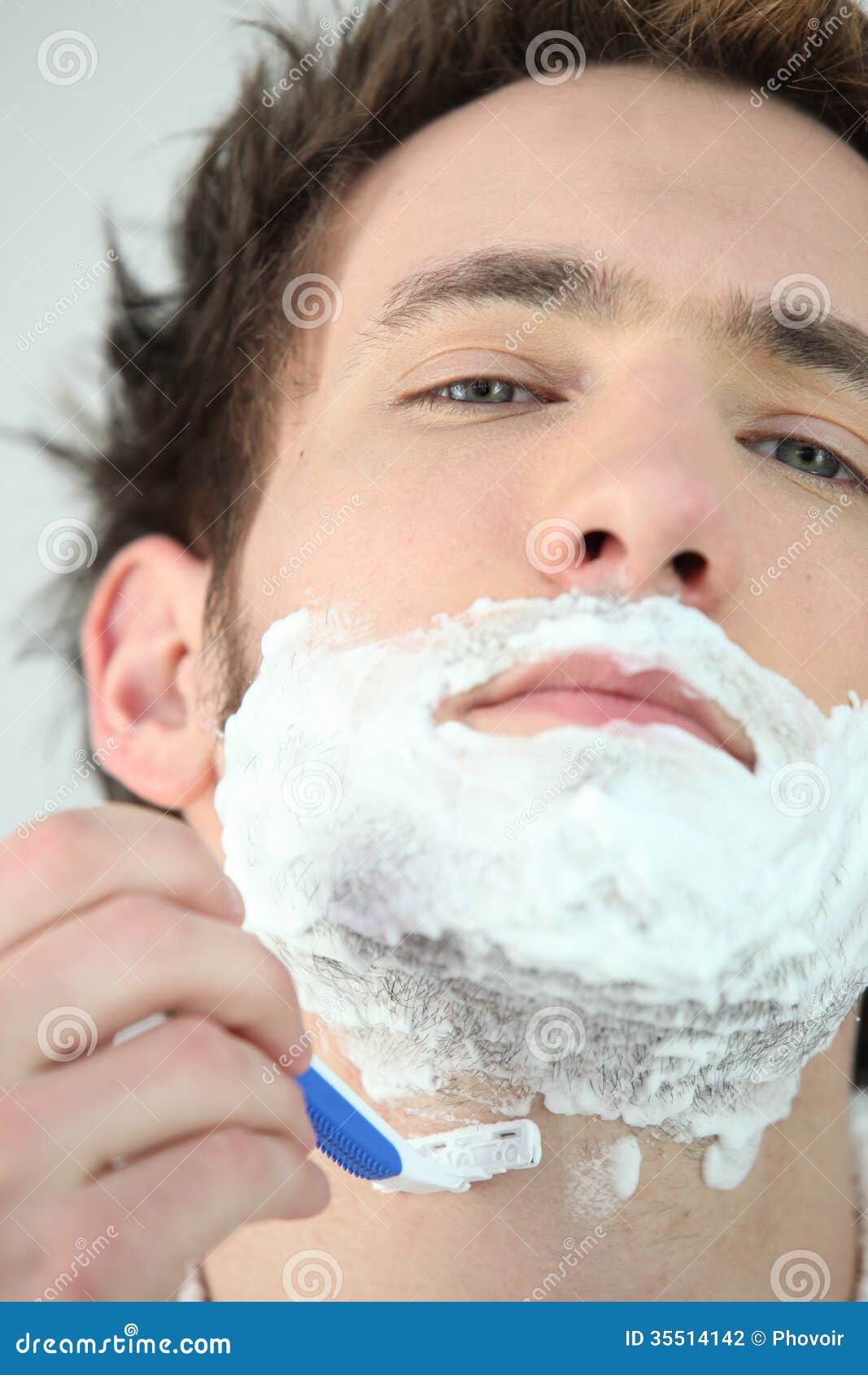 Man shaving stock photo. Image of color, background, portrait - 35514142
