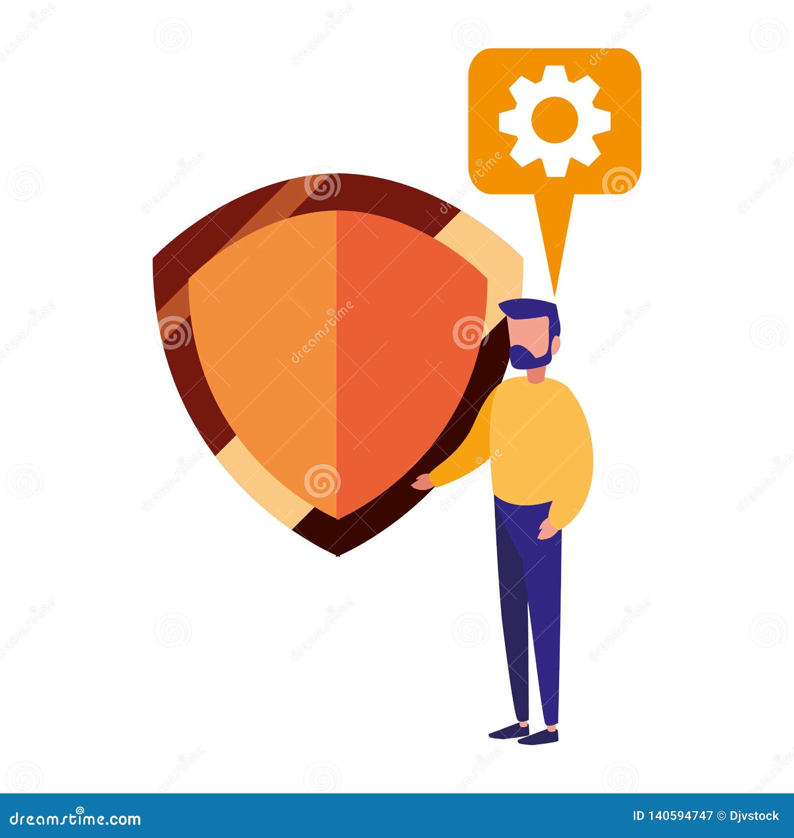 Man Shield Protection Gear Work Stock Vector - Illustration of gear ...