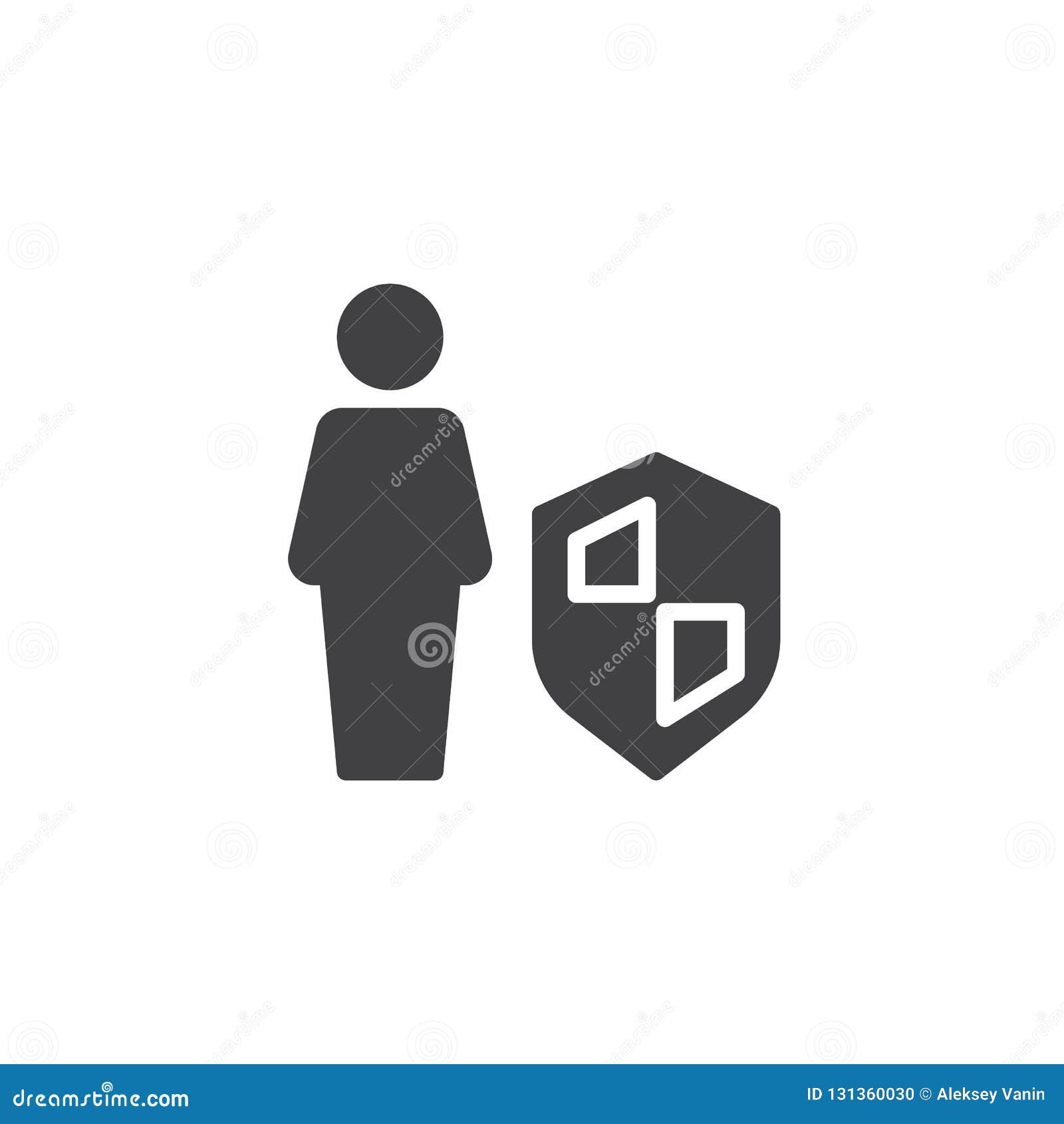 Man and shield vector icon stock vector. Illustration of protection ...