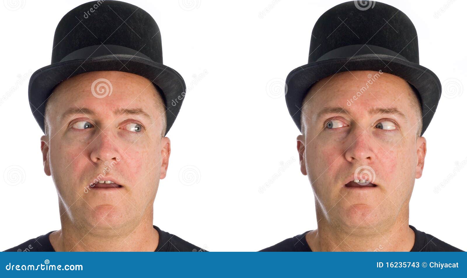 Man with Shifting Eyes Isolated on White Stock Image - Image of left ...