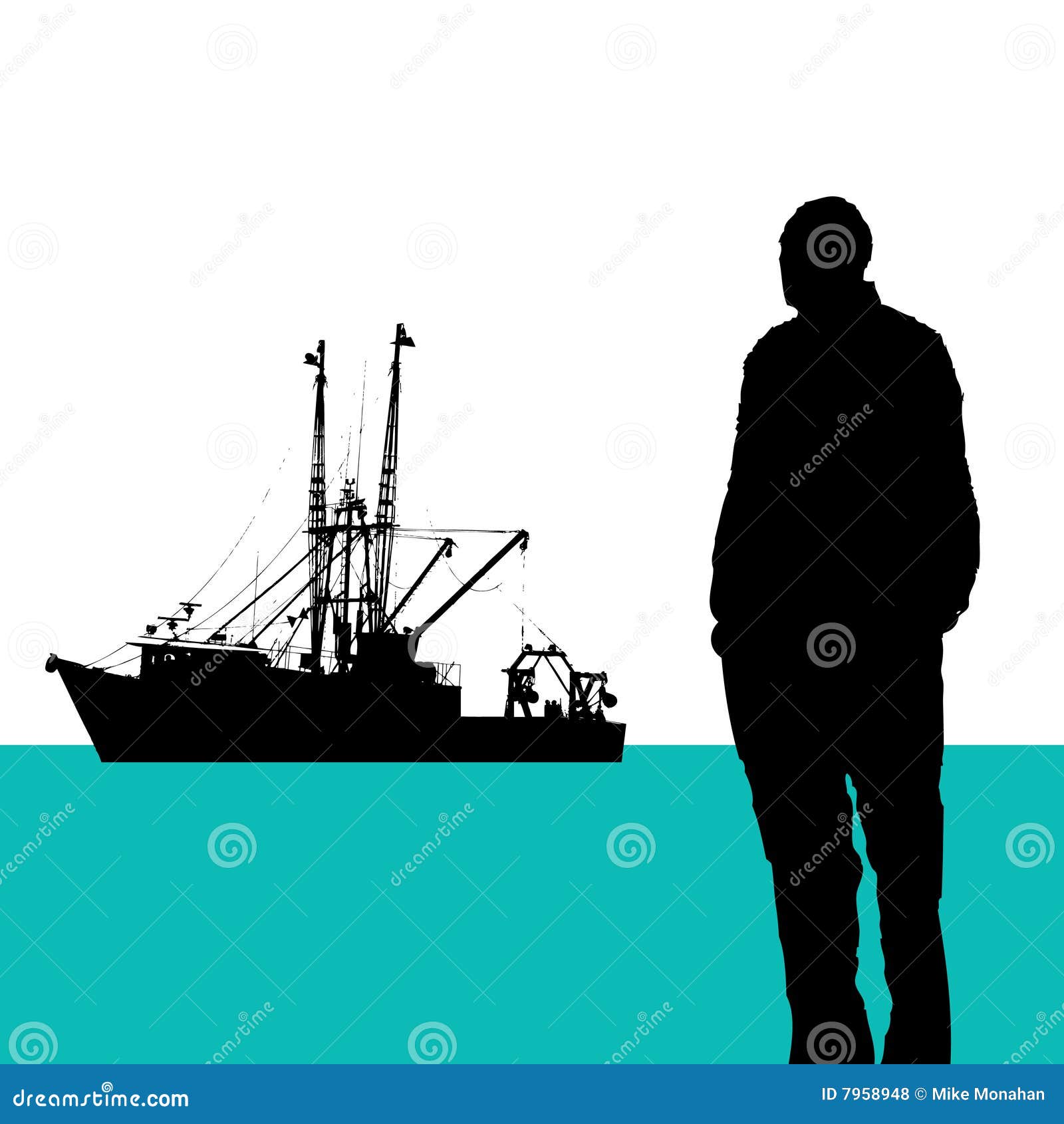 Man and Ship stock vector. Illustration of stands, lone - 7958948