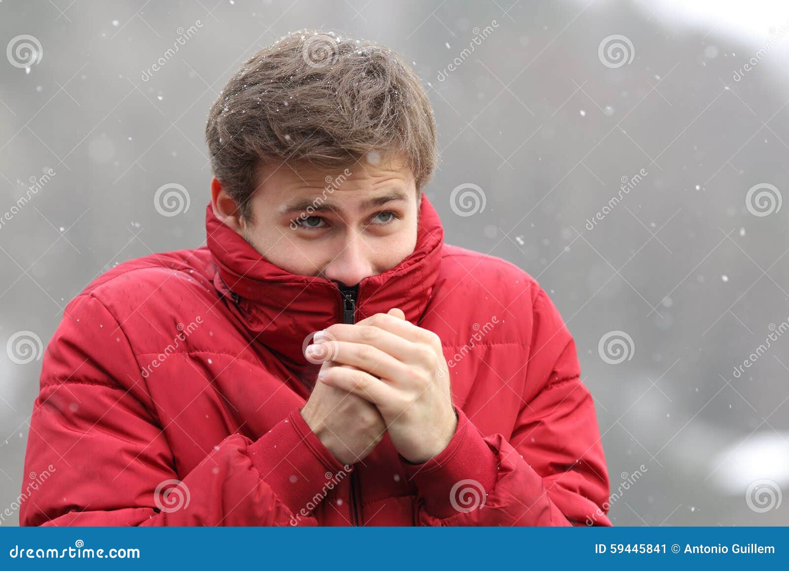 Man Shivering in Cold Winter Stock Image - Image of country, background ...