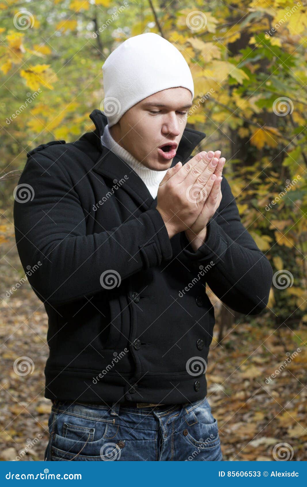 Man Shivering in Cold Winter Stock Image - Image of autumn, jacket ...