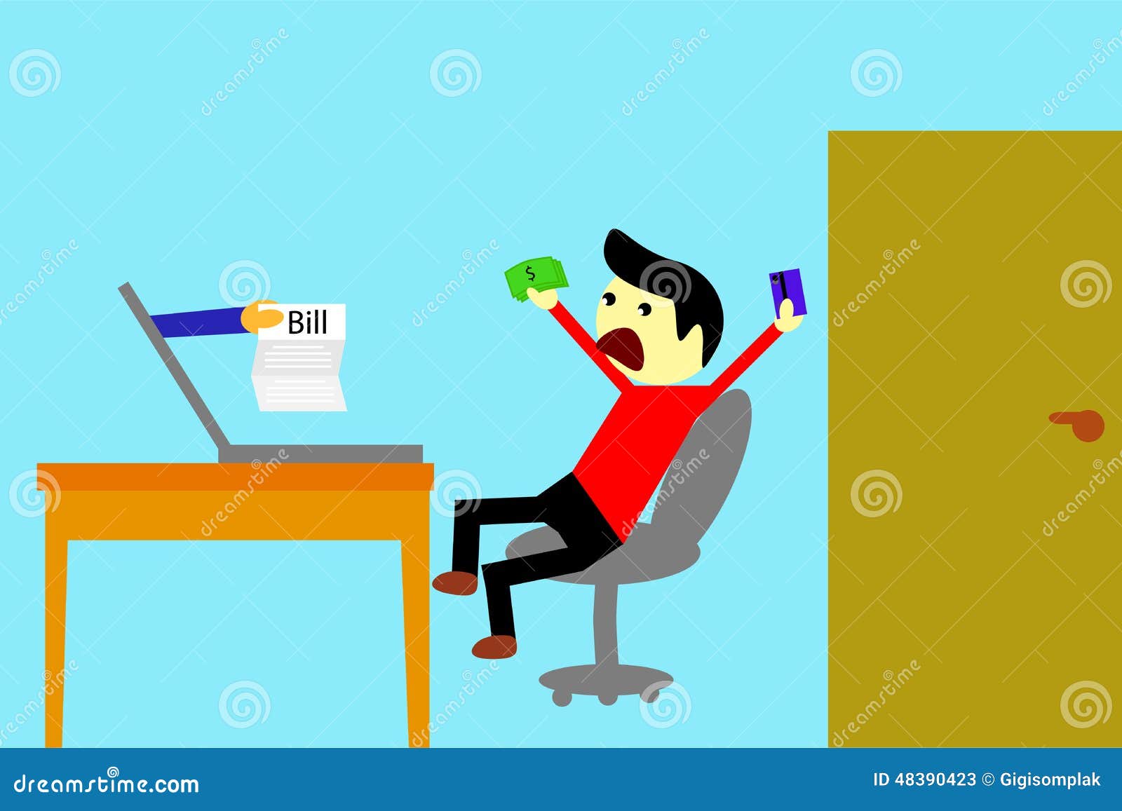 Man - Shock because the Bill Stock Vector - Illustration of danger ...