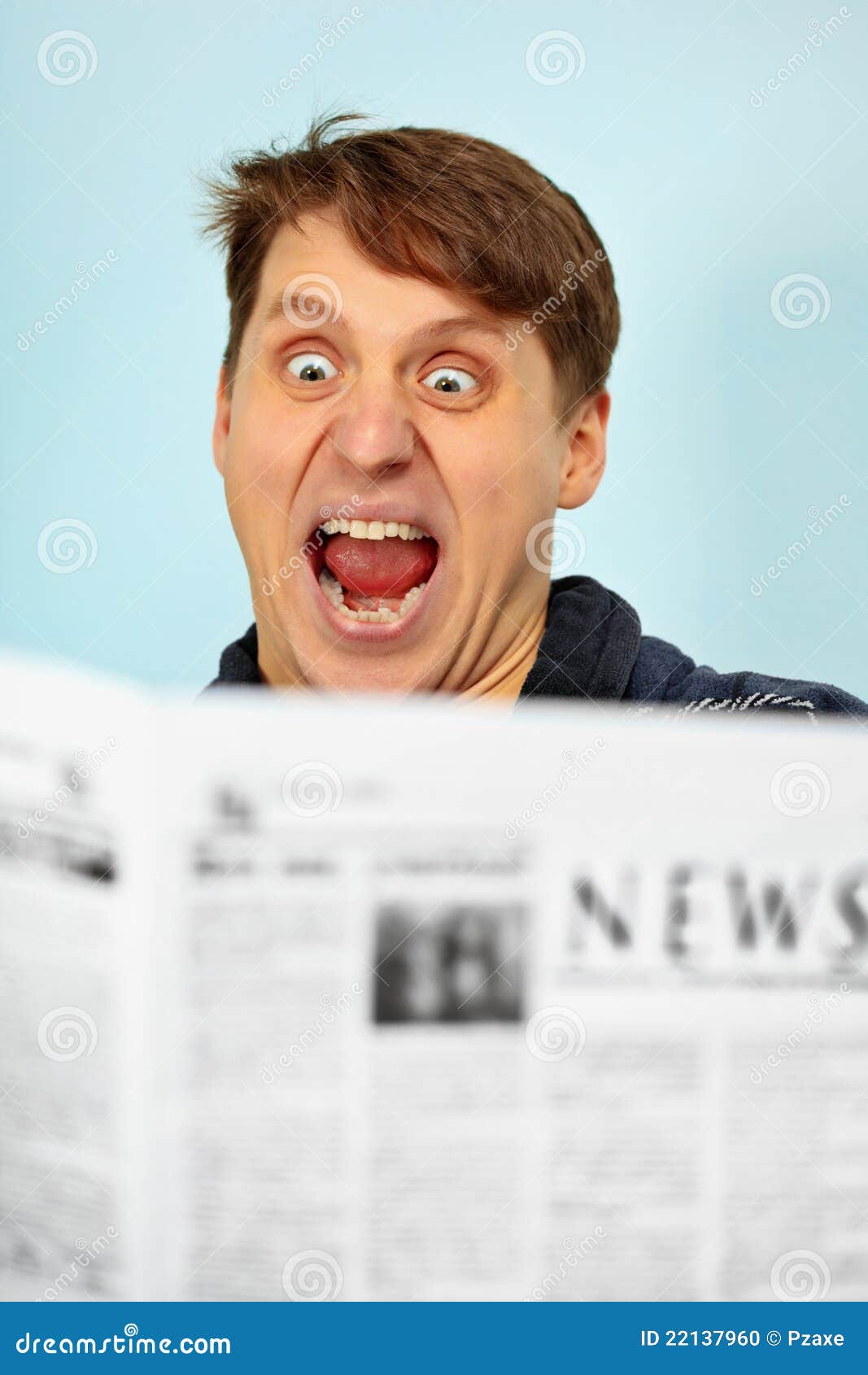 Man Shocked - Bad News from Newspaper Stock Photo - Image of single ...