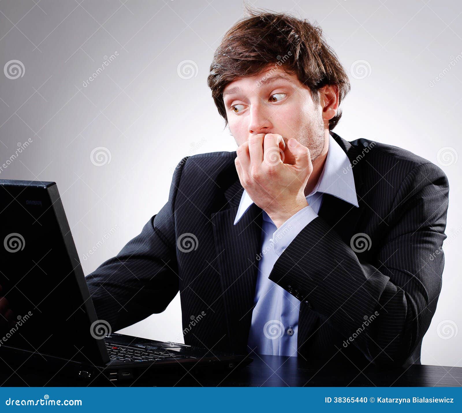 Man Shocked Looking at Computer Stock Photo - Image of stress ...