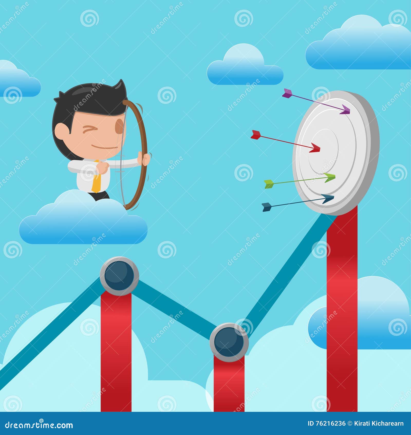 Man Shoot Arrow Graph Target Stock Illustration - Illustration of ...