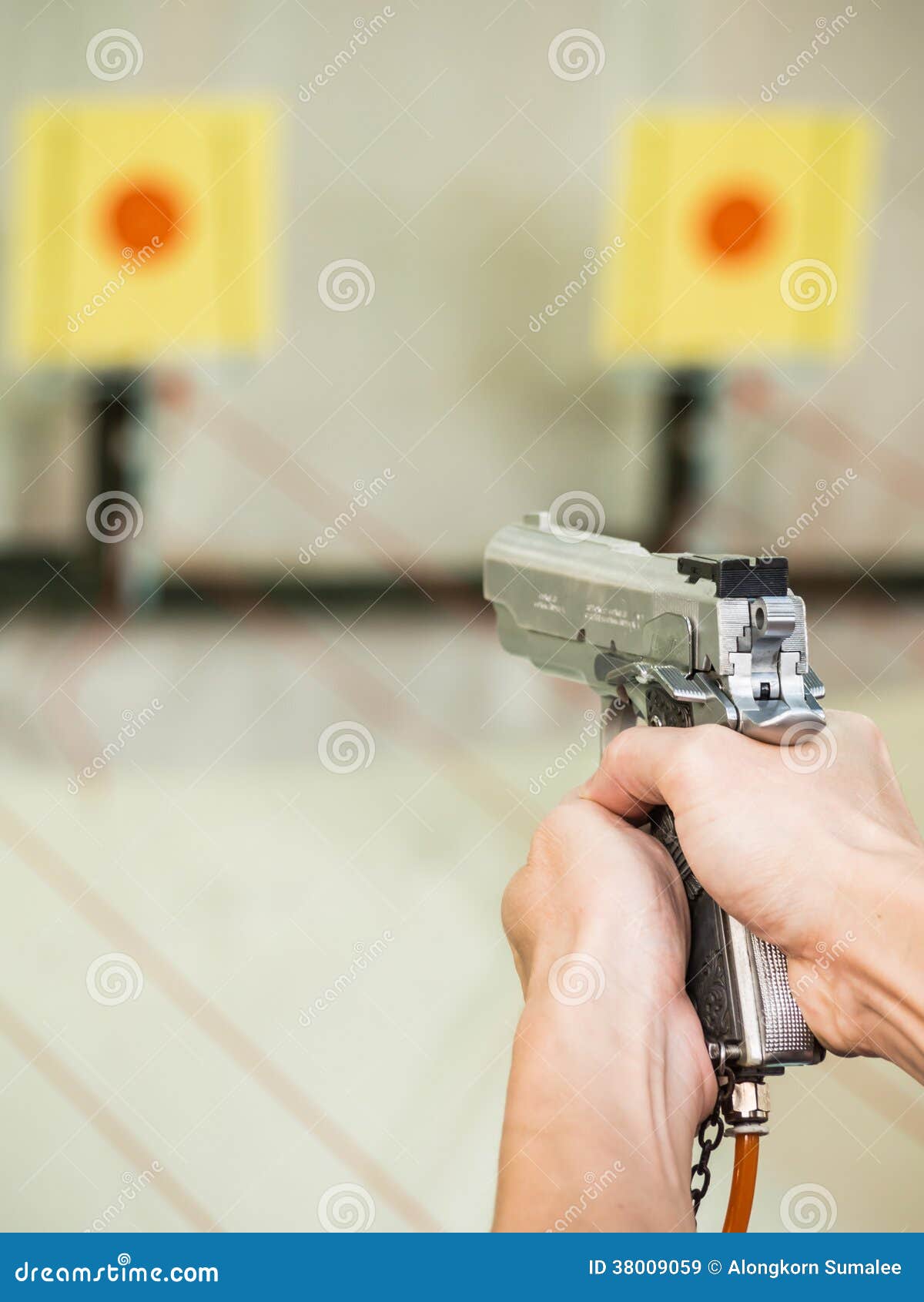 Man Shooting with Air Gun on Practicing Target Stock Image - Image of ...